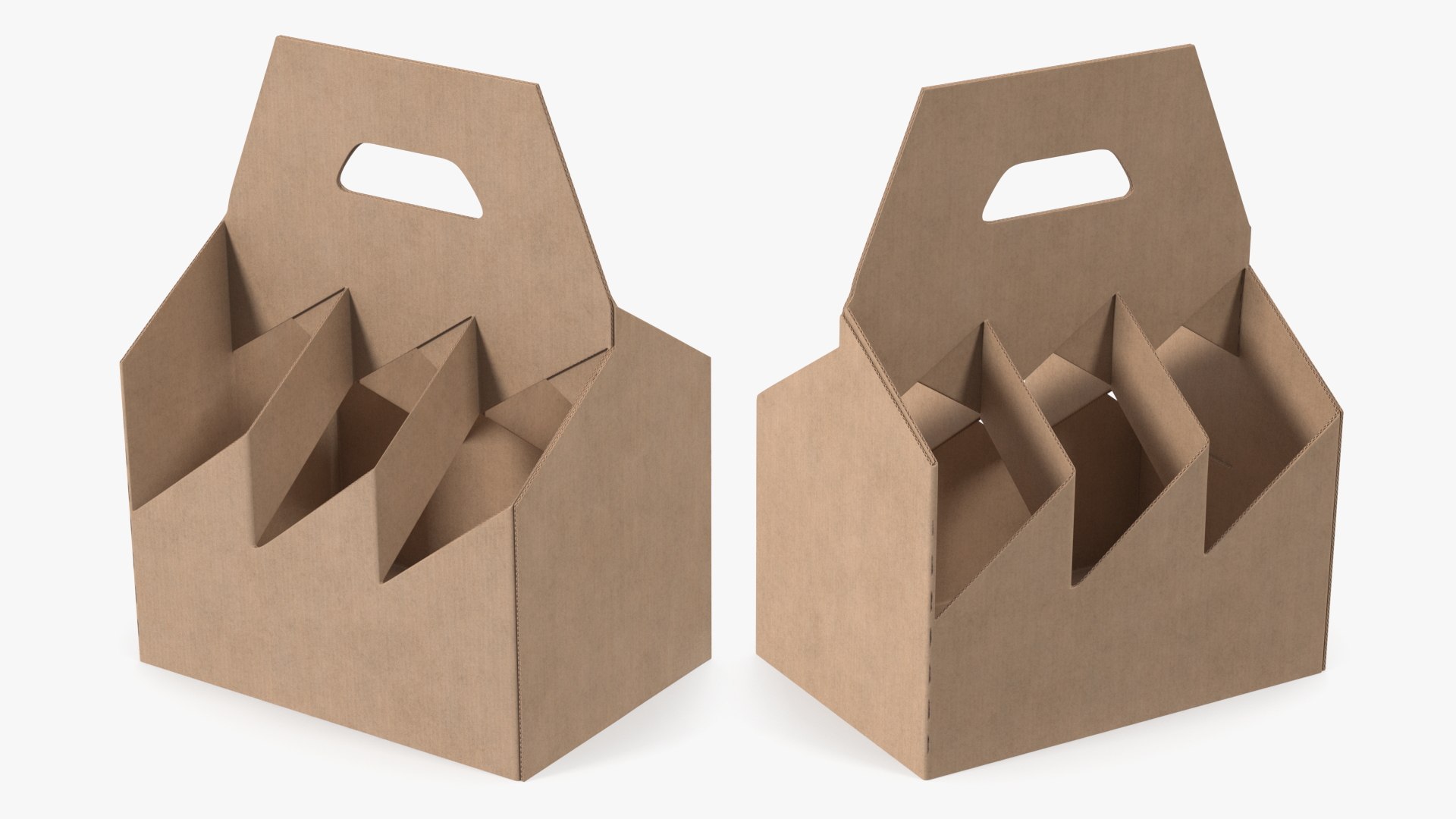 Cardboard 6 Pack Bottle Carrier Brown Empty model - TurboSquid 1999844