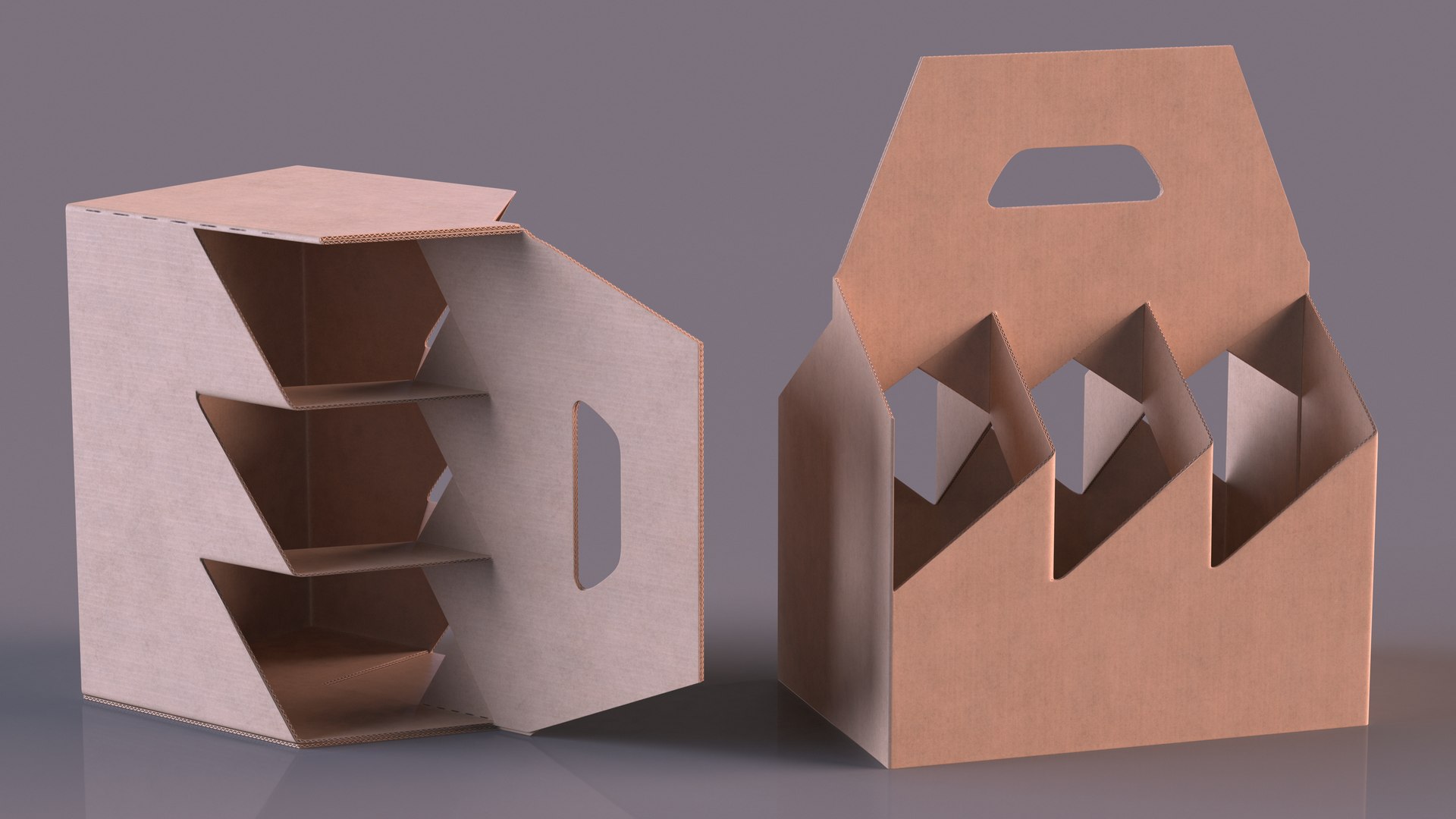 Cardboard 6 Pack Bottle Carrier Brown Empty model - TurboSquid 1999844