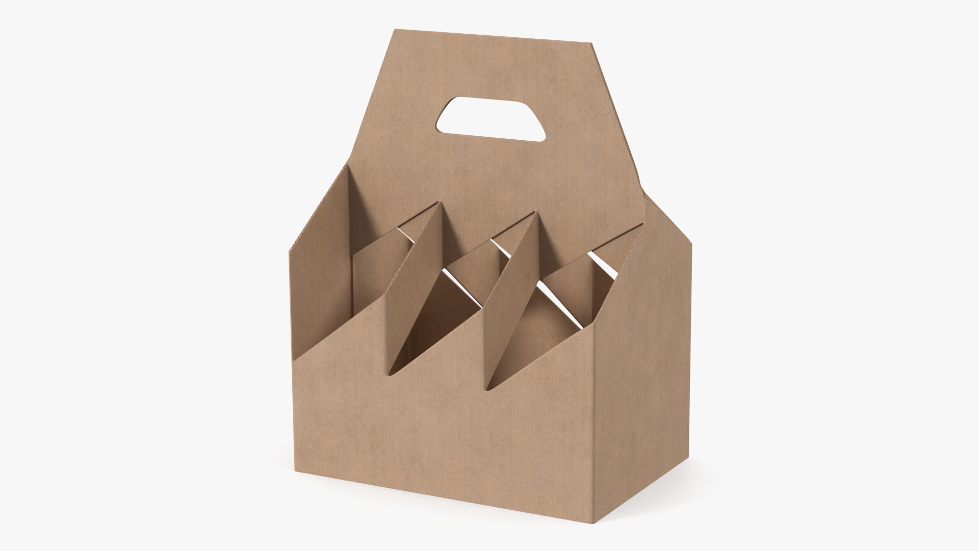 Cardboard 6 Pack Bottle Carrier Brown Empty model - TurboSquid 1999844