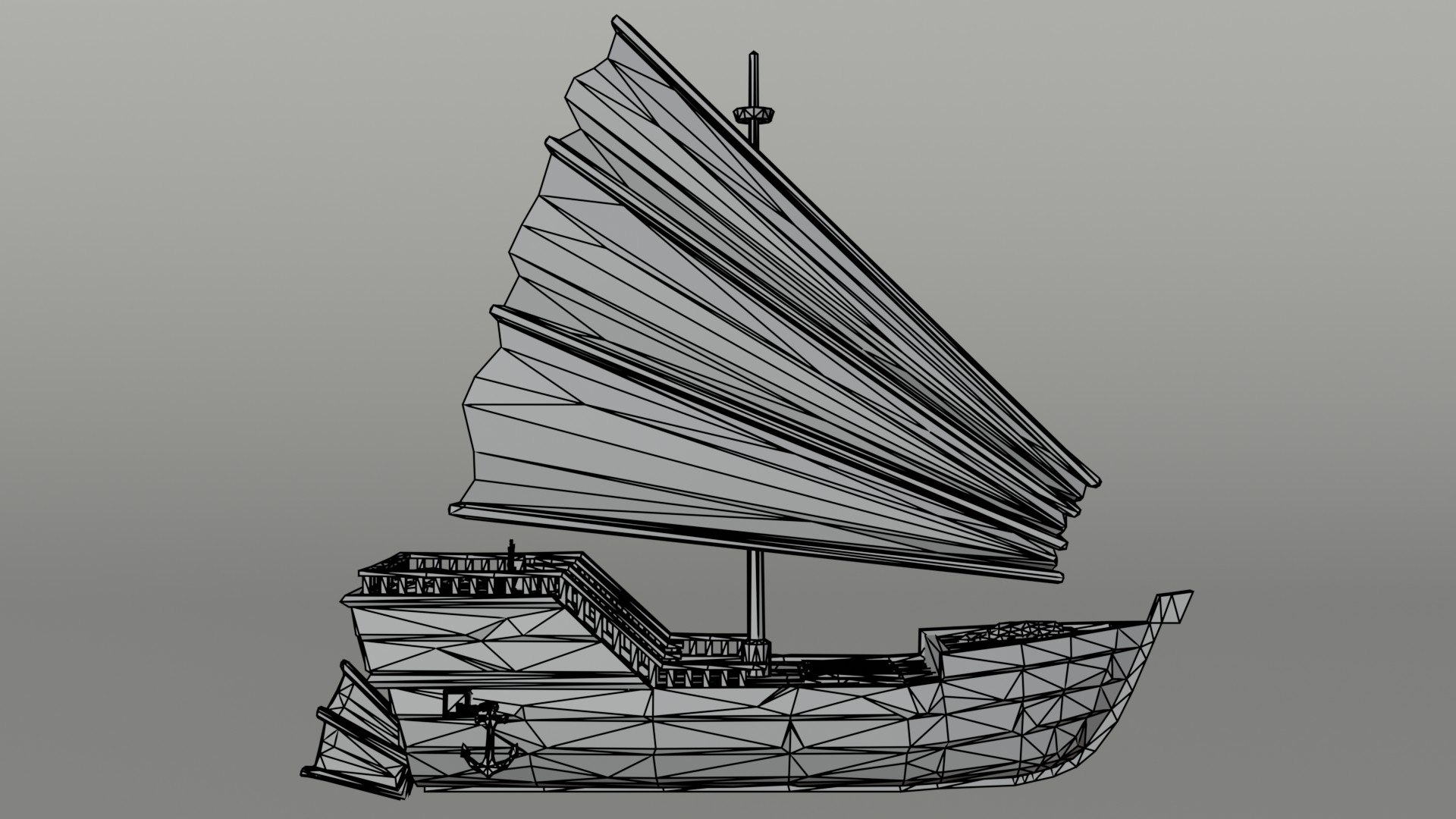 3D Low-poly Cartoon Medieval Trader Ship Polygonal Style Model ...