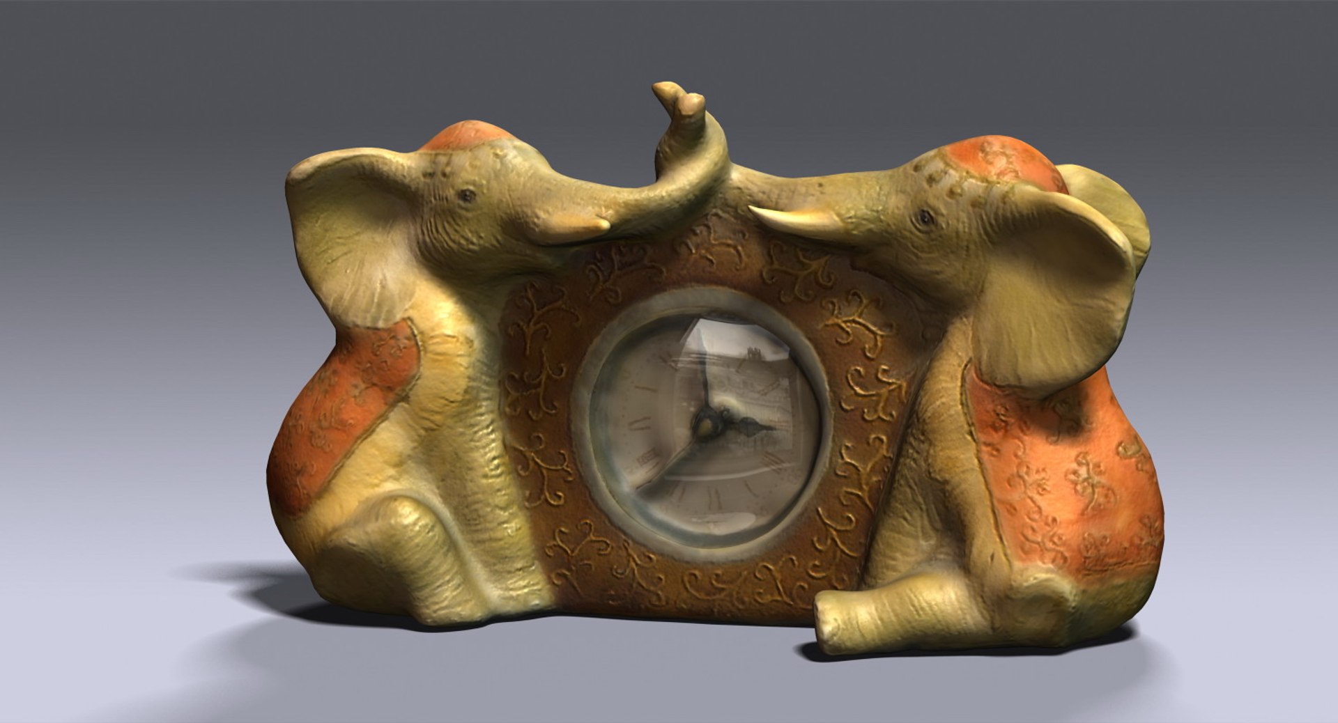 clock elephants 3d model