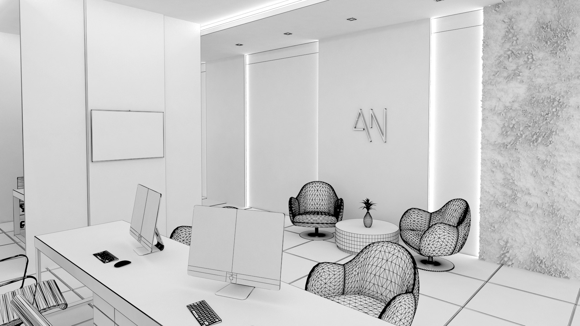 3D Small Office Interior - TurboSquid 1255148