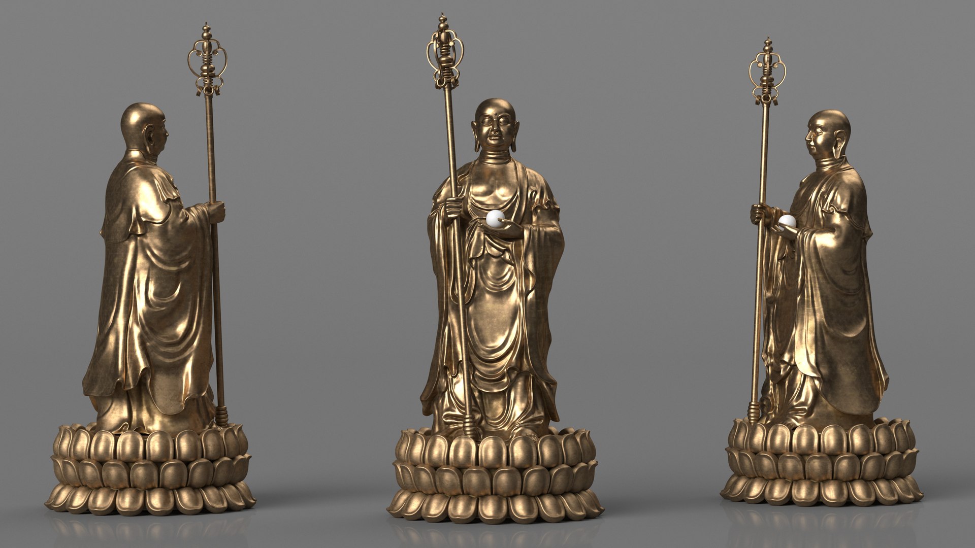 Bronze Dizang Buddha Sculpture 3D Model - TurboSquid 2146522