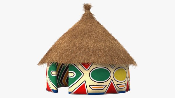 modele 3D de Fourrure de hutte de boue africaine coloree TurboSquid 1784440
