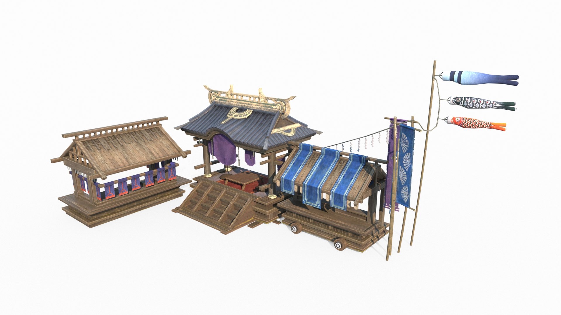 Asian ancient scene roadside stalls model - TurboSquid 2063521