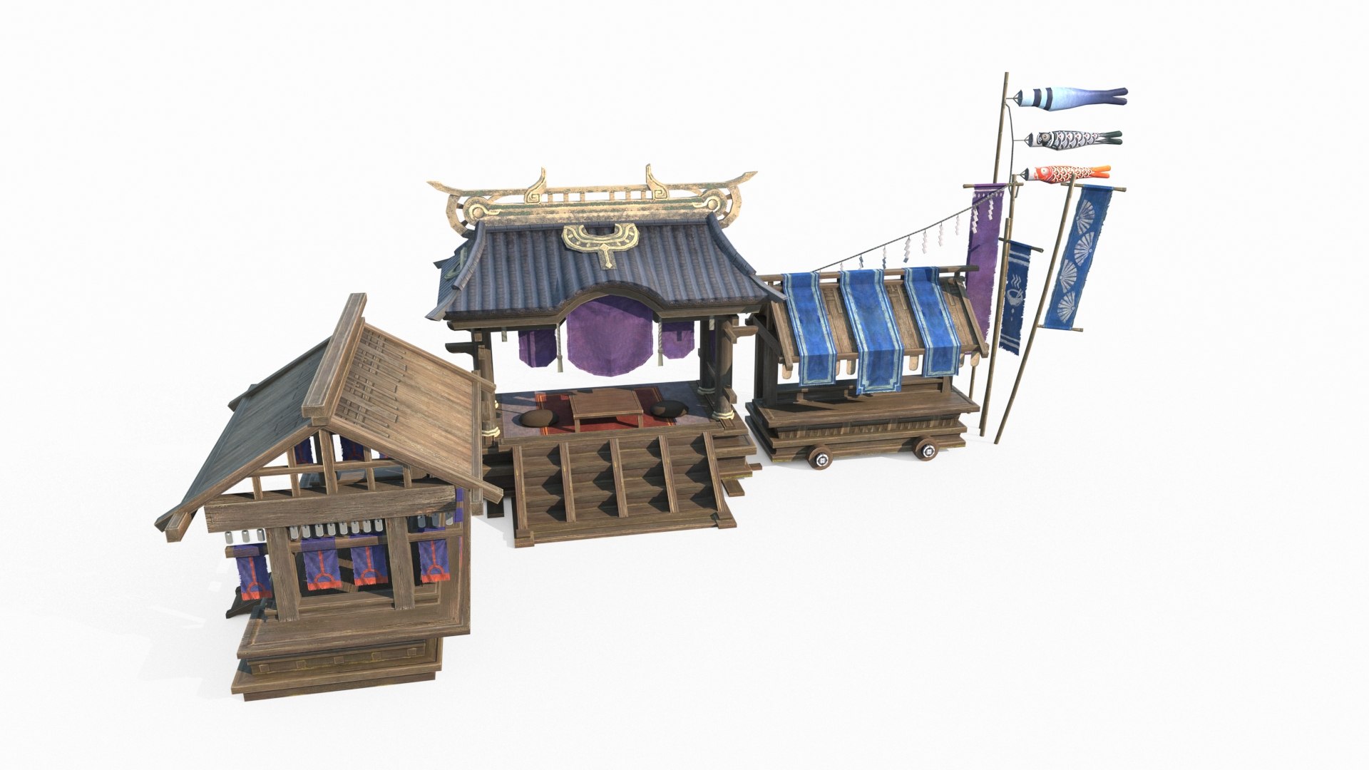 Asian ancient scene roadside stalls model - TurboSquid 2063521