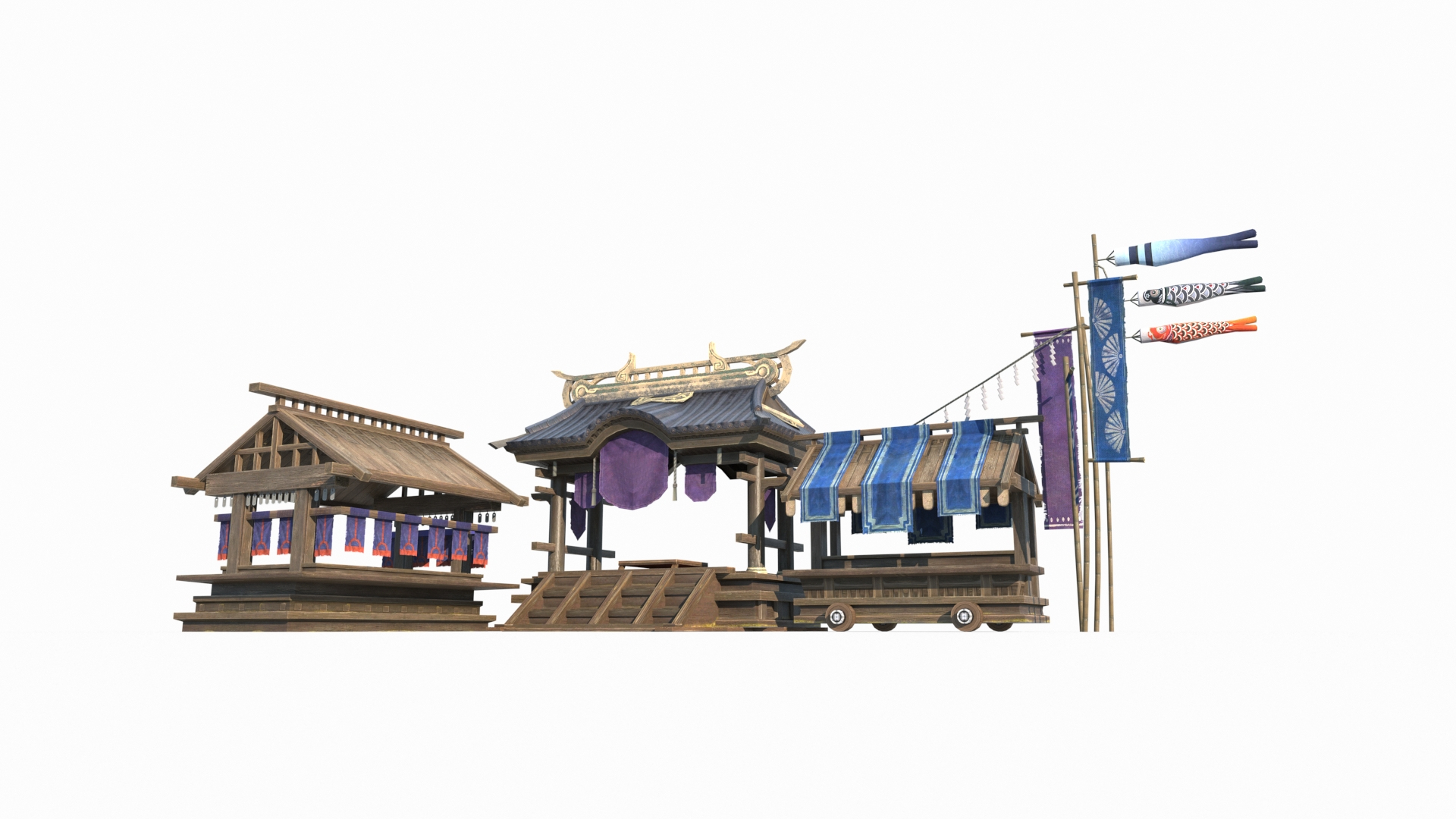 Asian ancient scene roadside stalls model - TurboSquid 2063521