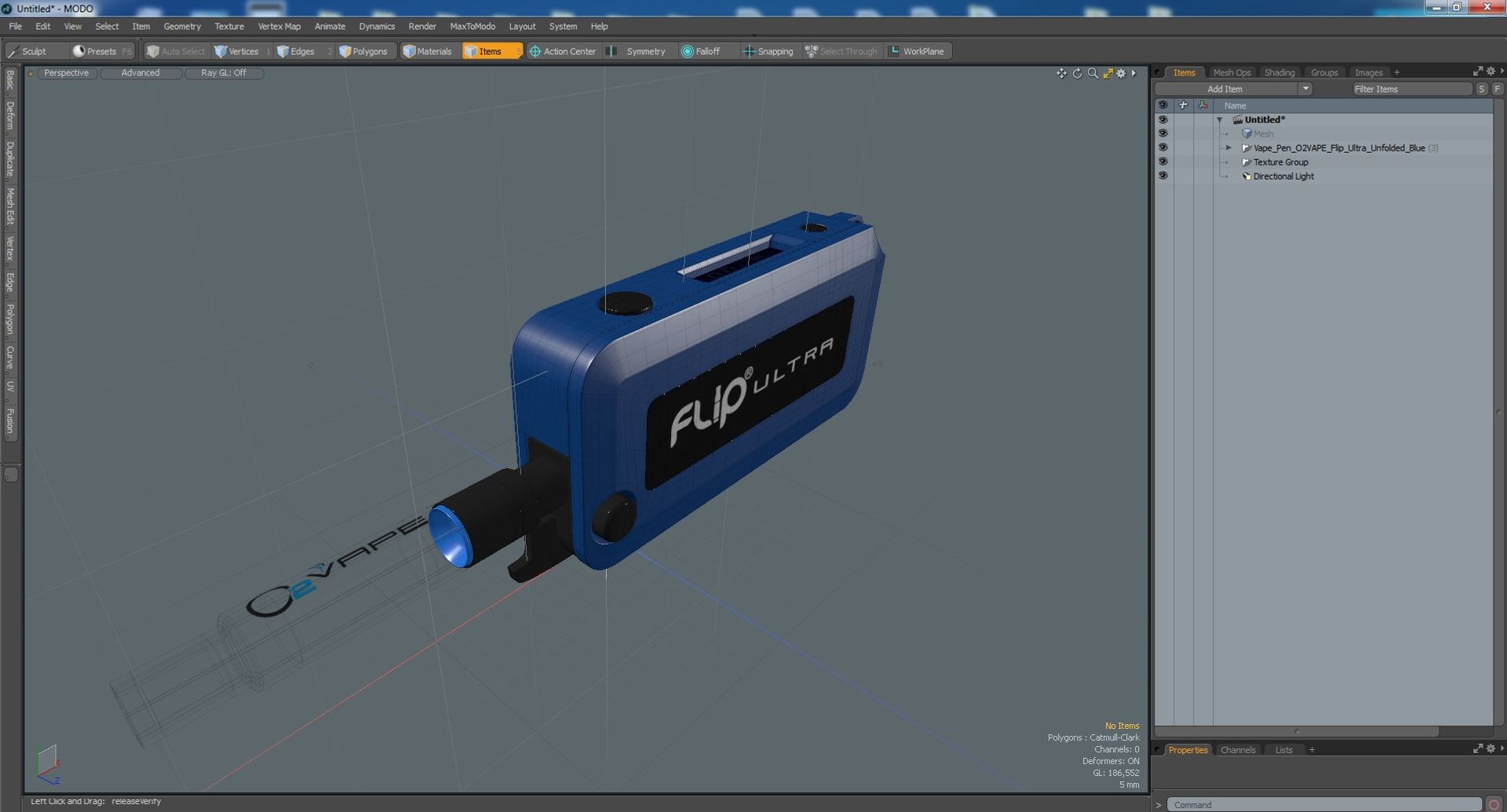 Vape Pen O2VAPE Flip Ultra Unfolded Blue Model - TurboSquid 2190553