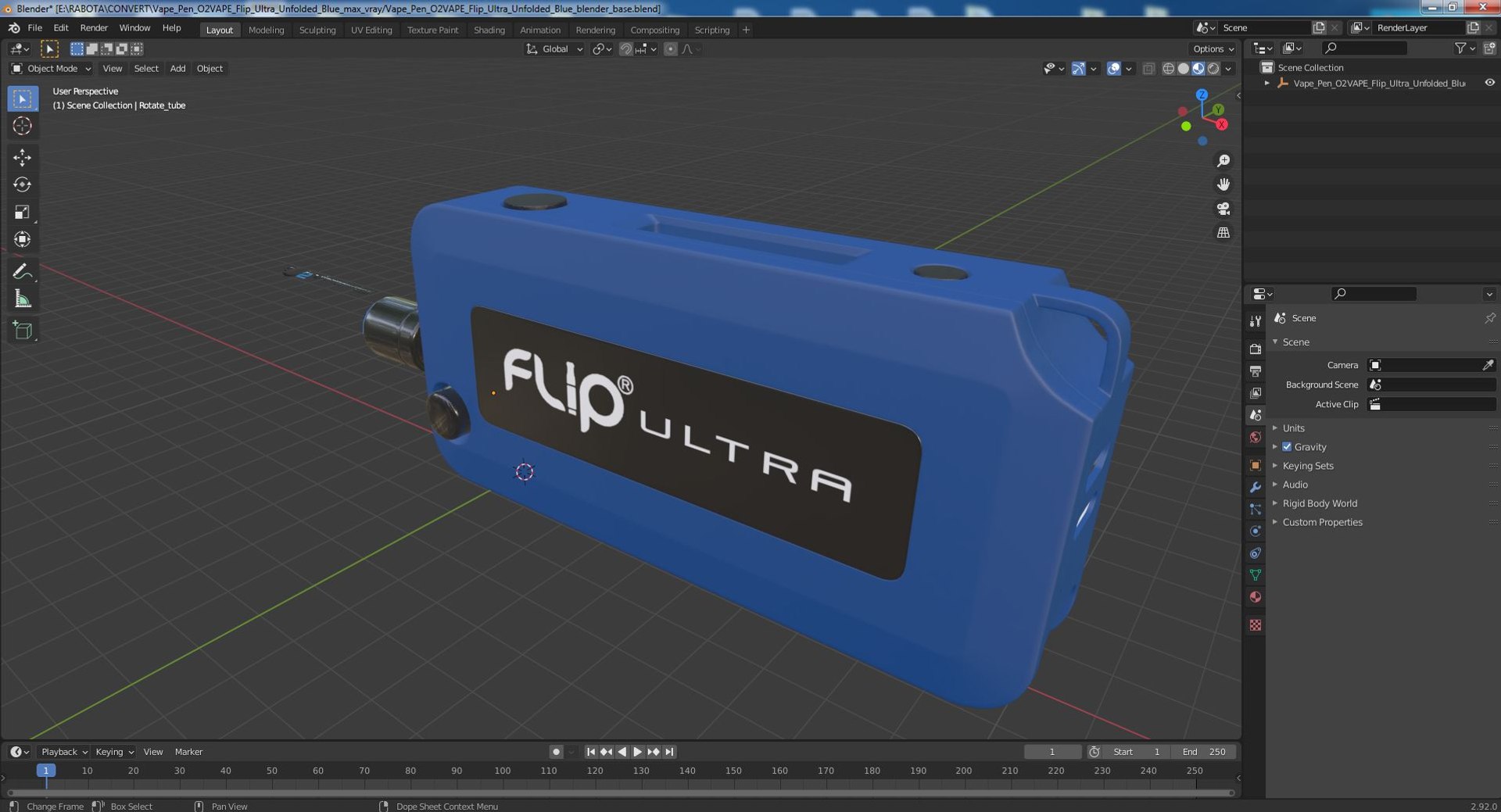 Vape Pen O2VAPE Flip Ultra Unfolded Blue Model - TurboSquid 2190553