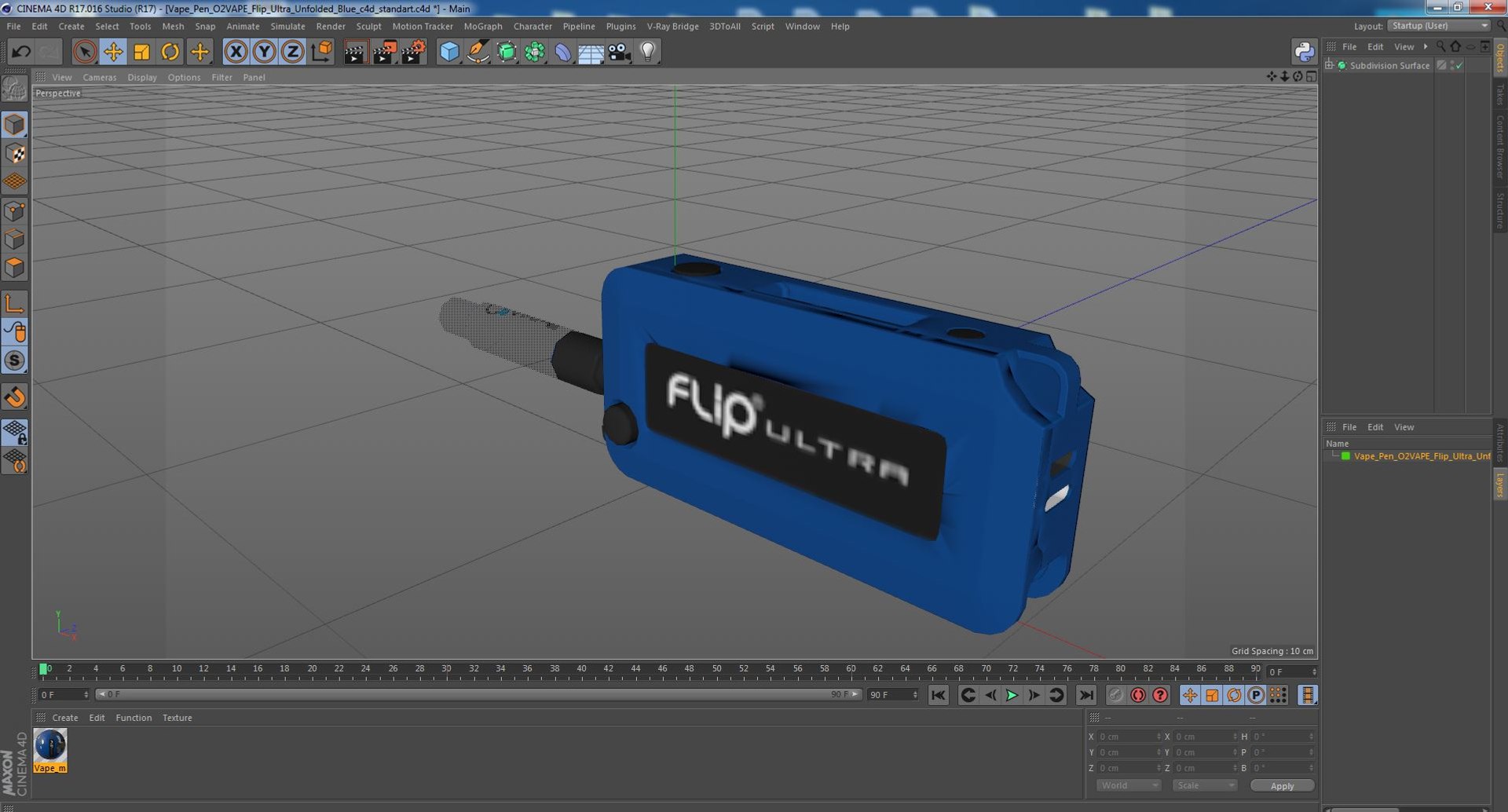 Vape Pen O2VAPE Flip Ultra Unfolded Blue Model - TurboSquid 2190553