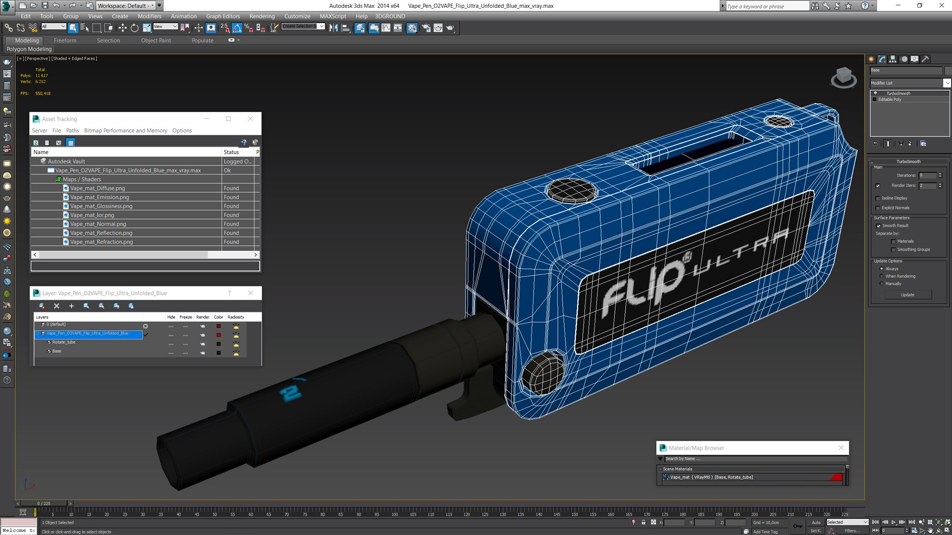 Vape Pen O2VAPE Flip Ultra Unfolded Blue Model - TurboSquid 2190553