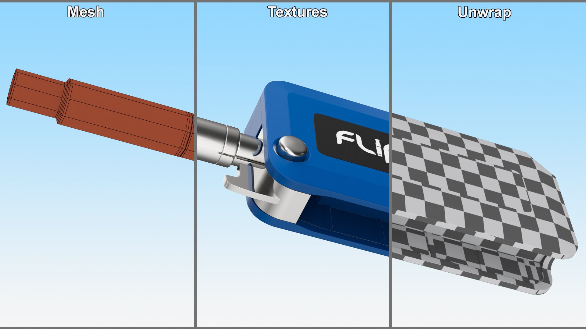 Vape Pen O2VAPE Flip Ultra Unfolded Blue Model - TurboSquid 2190553