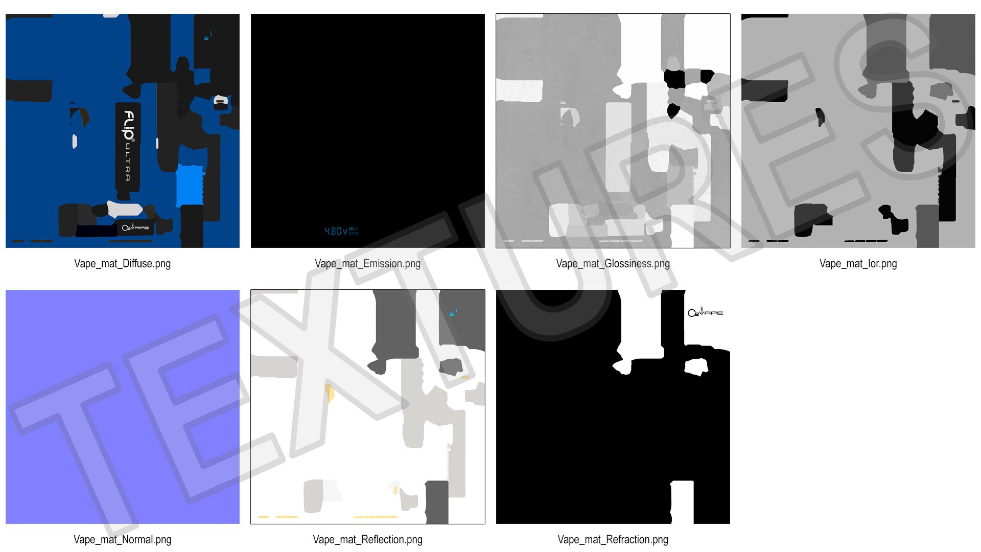 Vape Pen O2VAPE Flip Ultra Unfolded Blue Model - TurboSquid 2190553