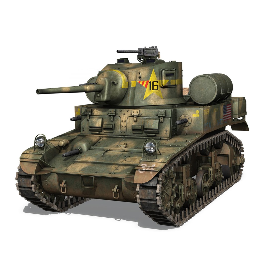 3D m3a1 light tank stuart - TurboSquid 1202981