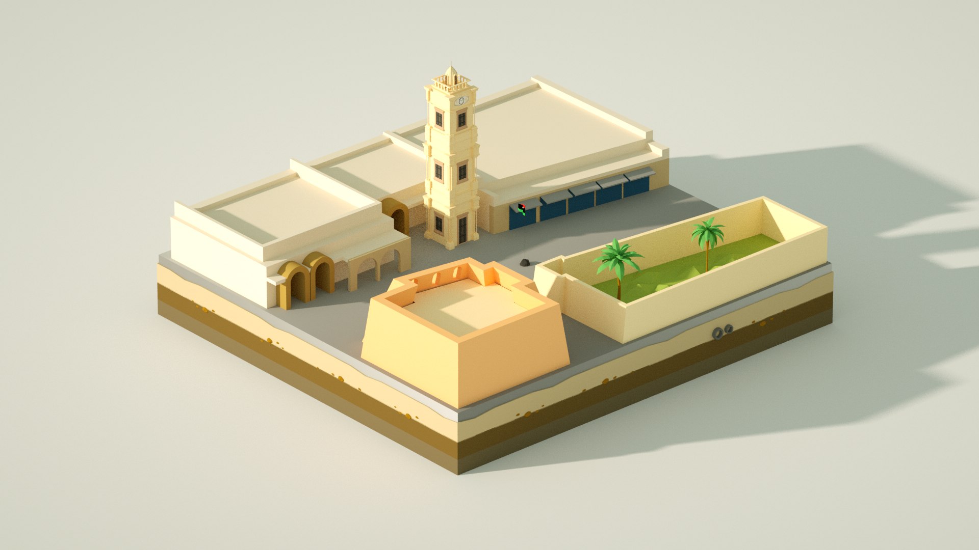 Clock Tower Tripoli Libya Low poly 3D model model - TurboSquid 2072513
