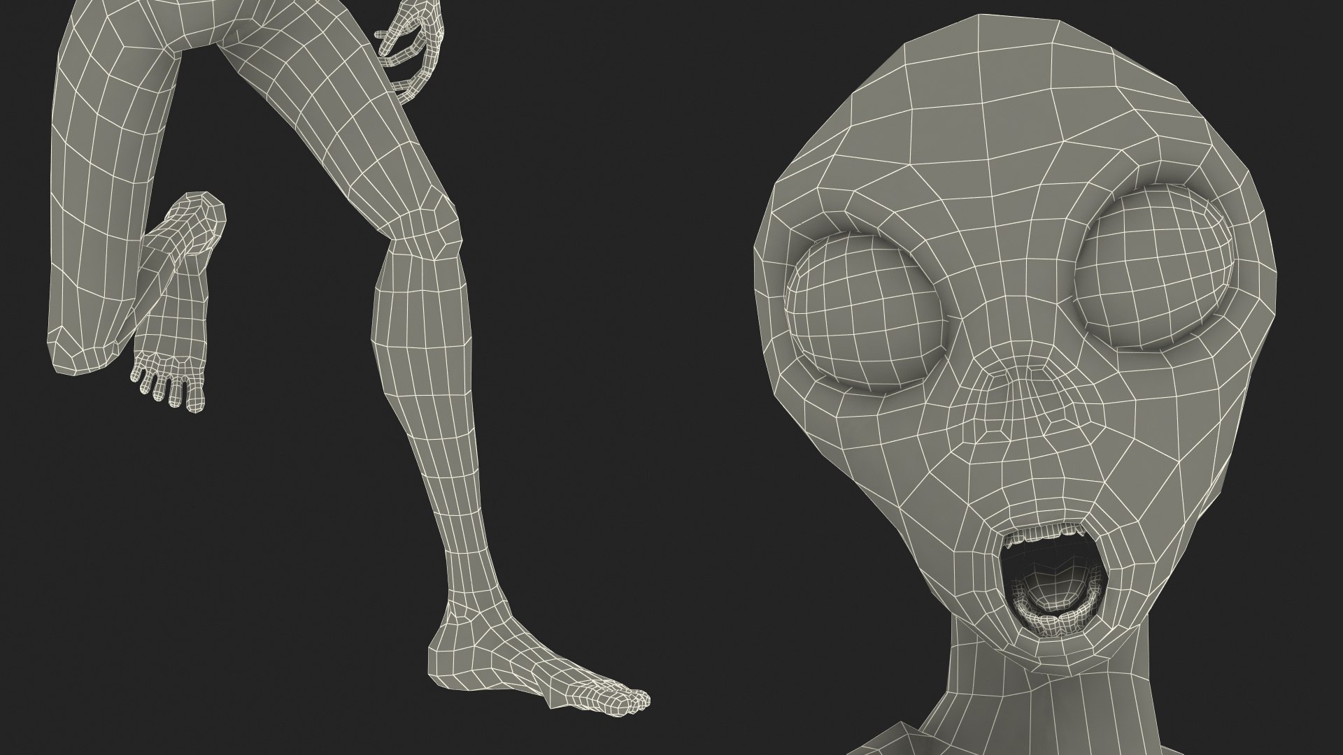 Humanoid Alien Running Pose Fur Model - TurboSquid 1871194
