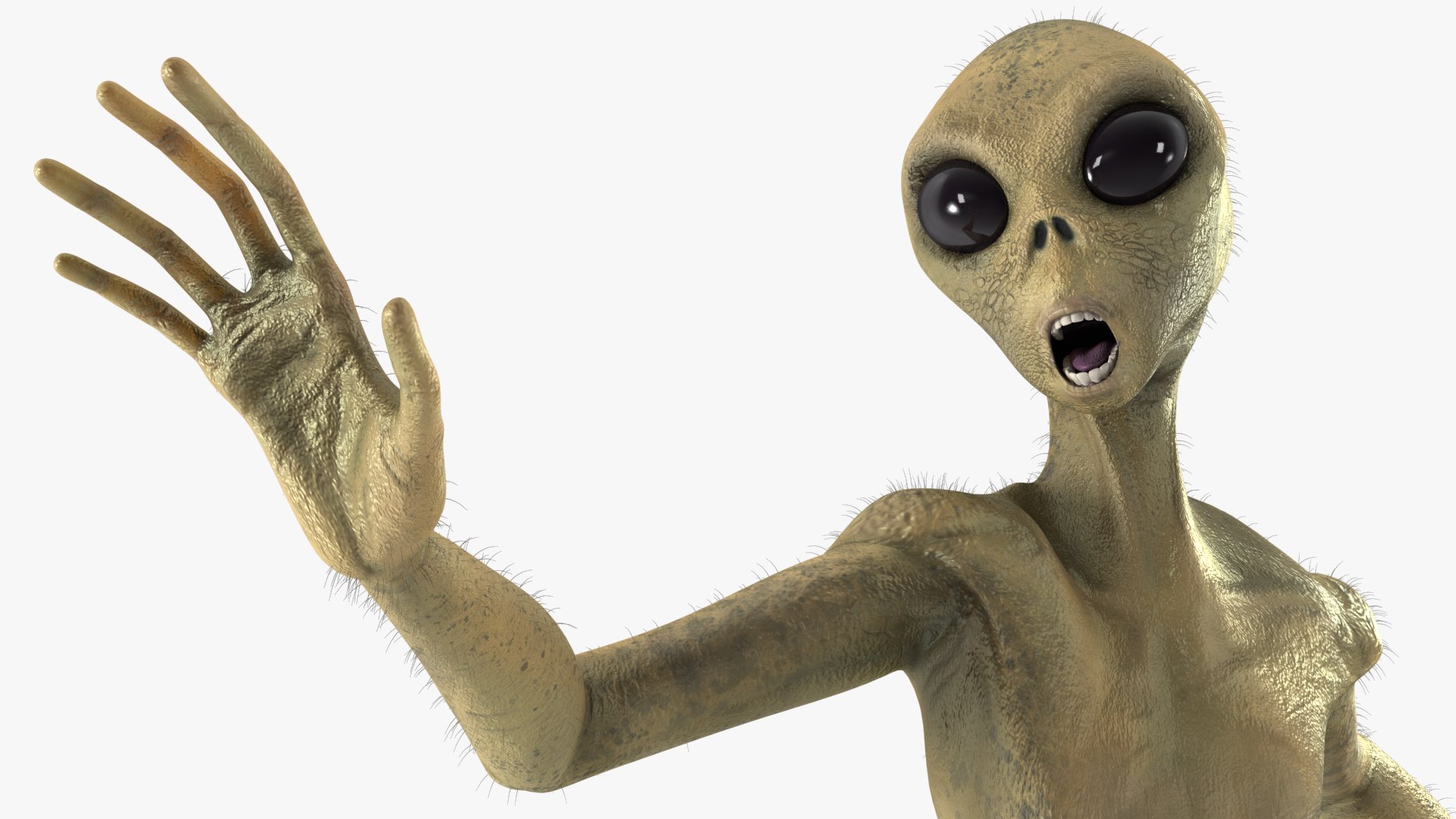 Humanoid Alien Running Pose Fur Model - TurboSquid 1871194