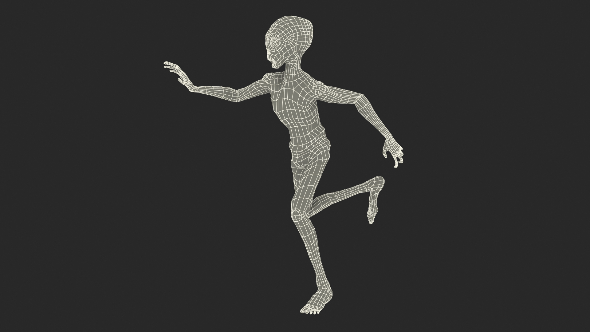 Humanoid Alien Running Pose Fur Model - TurboSquid 1871194
