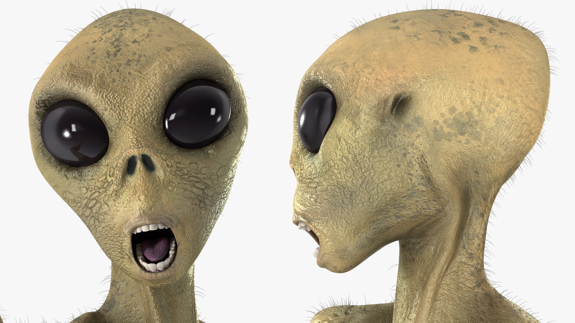 Humanoid Alien Running Pose Fur Model - TurboSquid 1871194