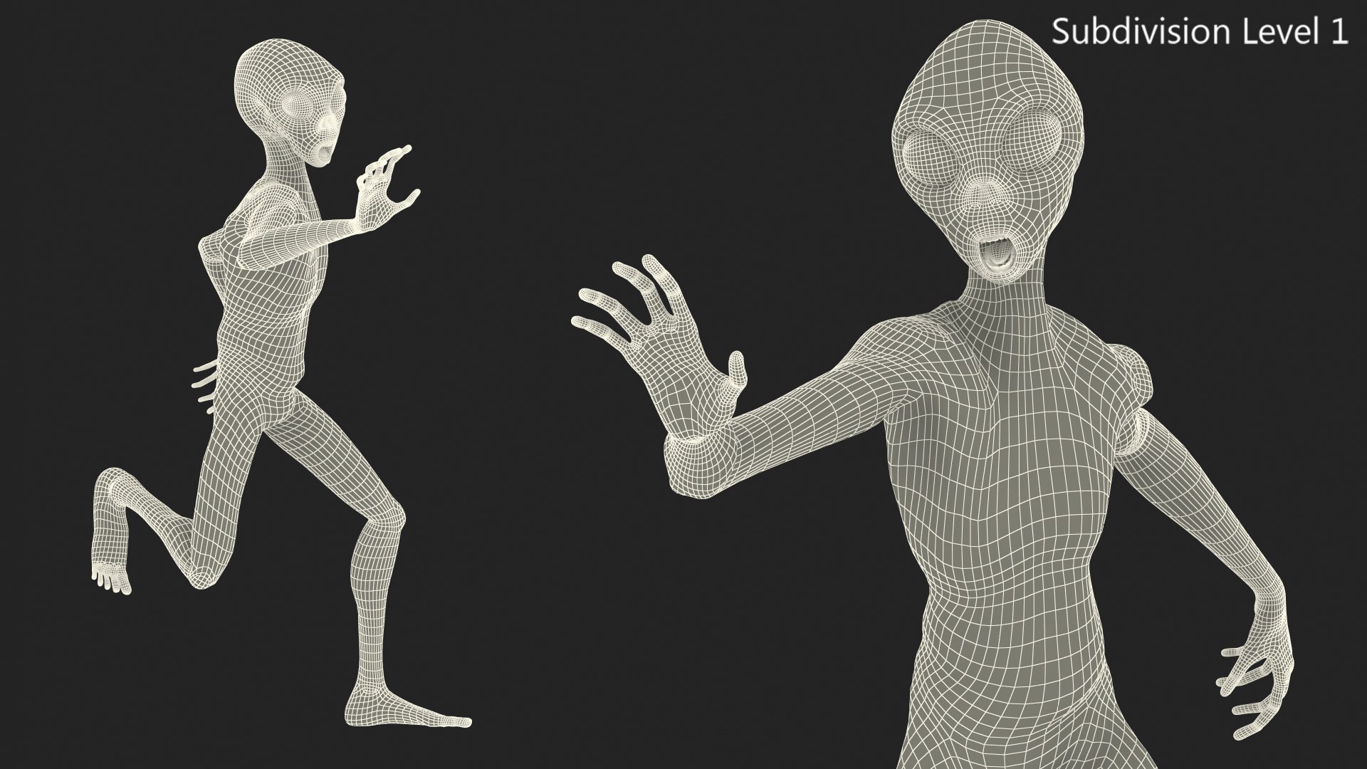 Humanoid Alien Running Pose Fur Model - TurboSquid 1871194