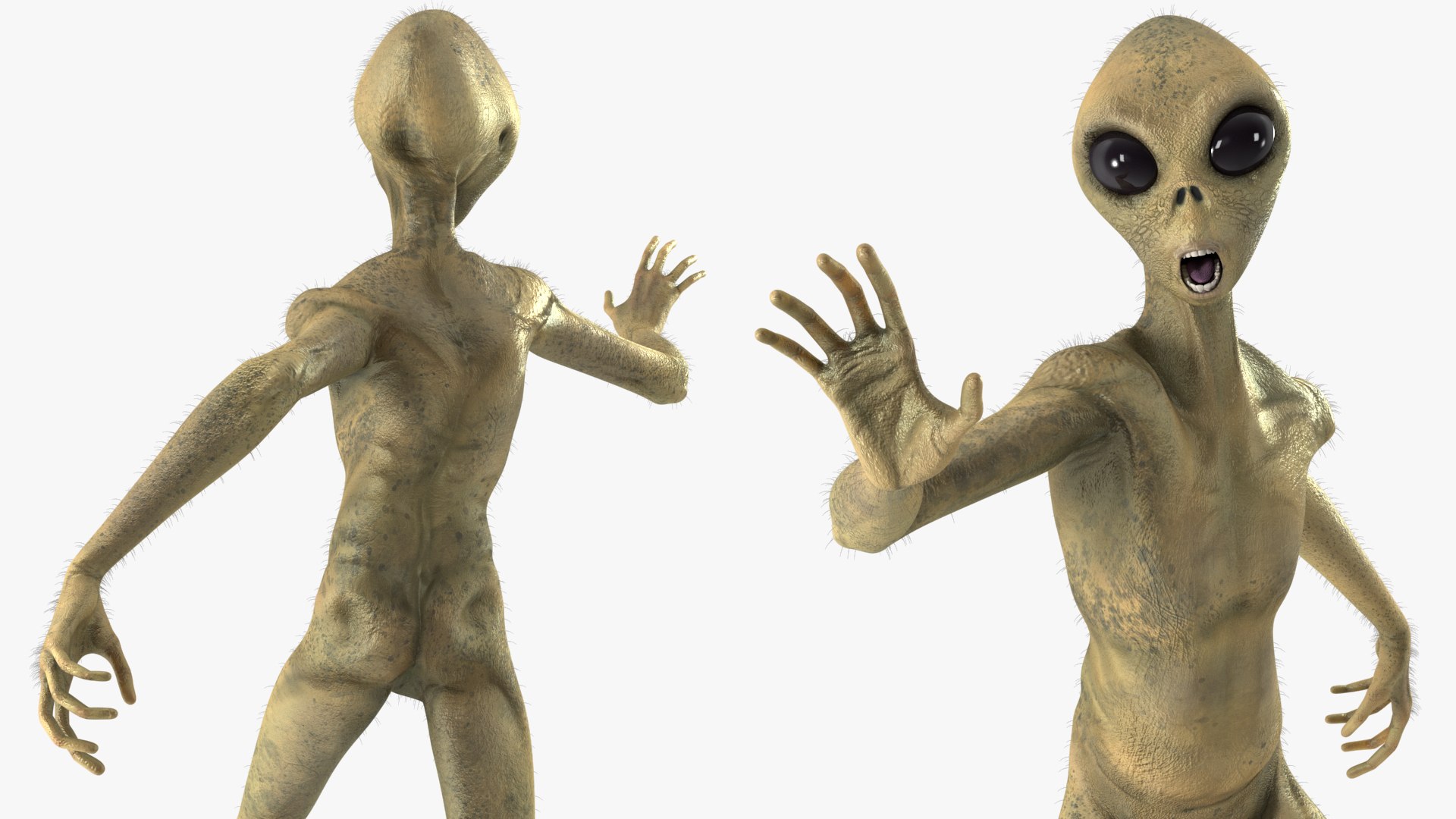 Humanoid Alien Running Pose Fur Model - TurboSquid 1871194