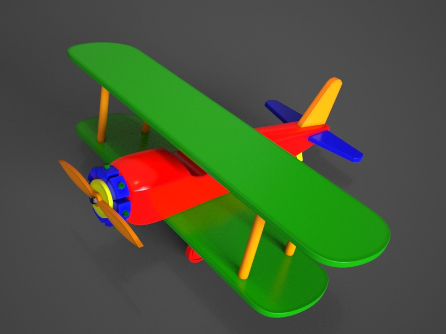 3d Model Wooden Biplane Toy