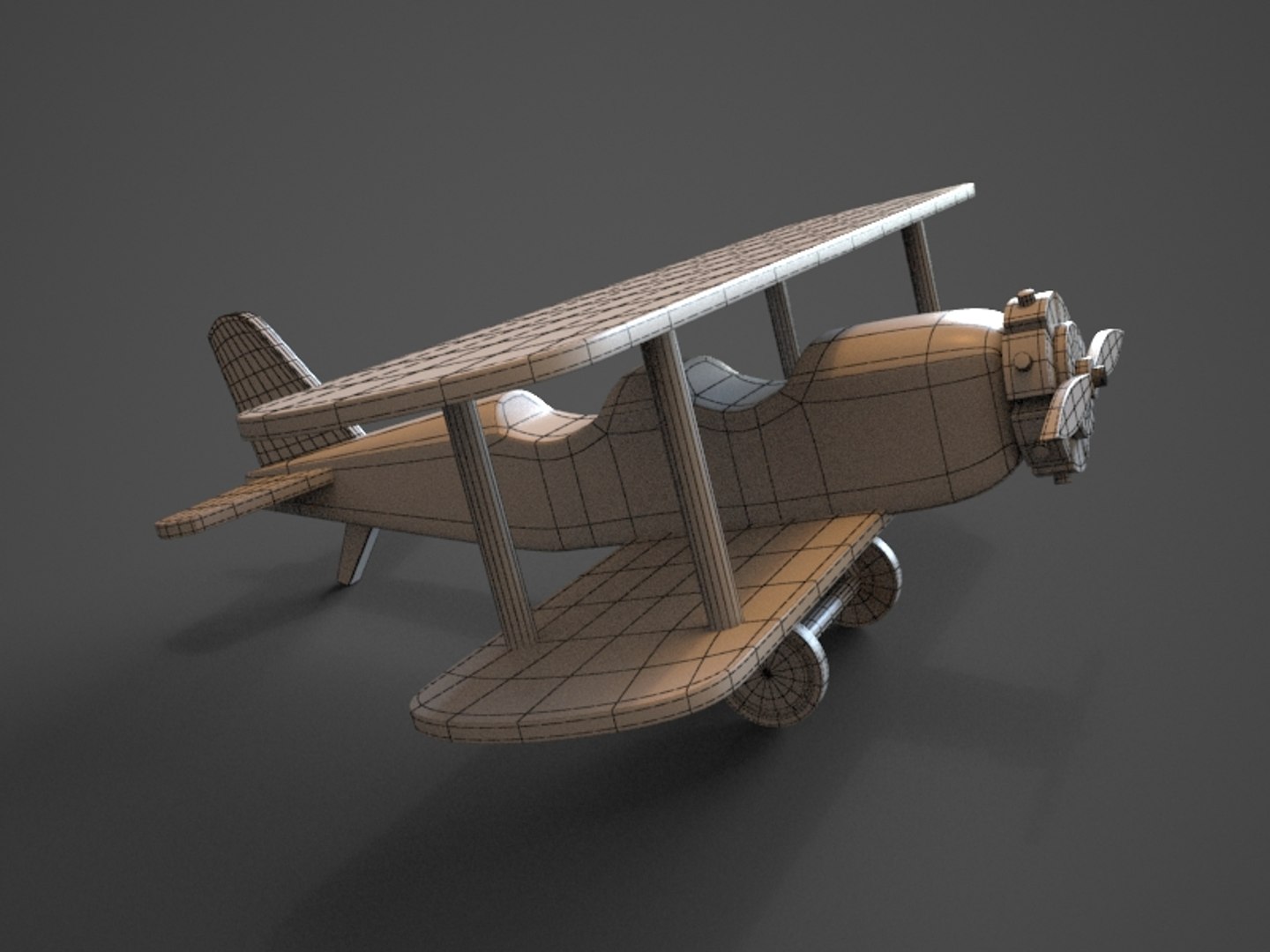 3d Model Wooden Biplane Toy