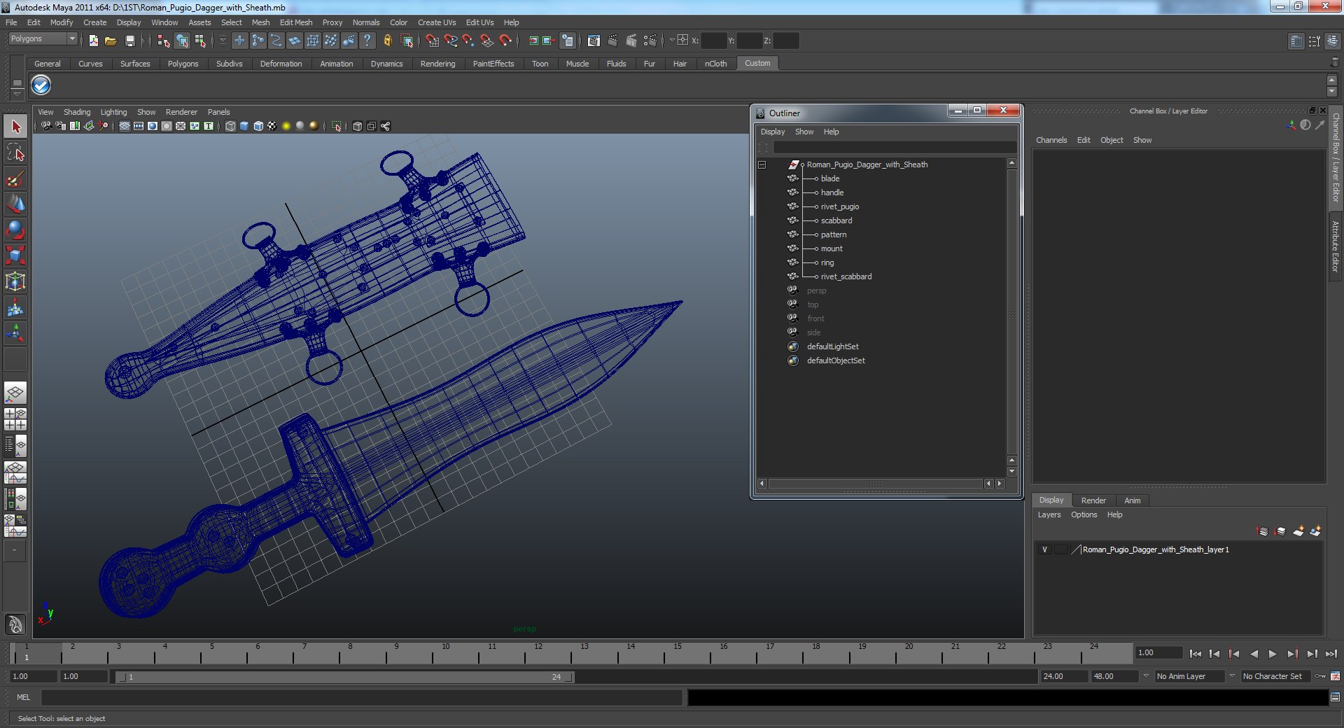 roman pugio dagger sheath 3d model