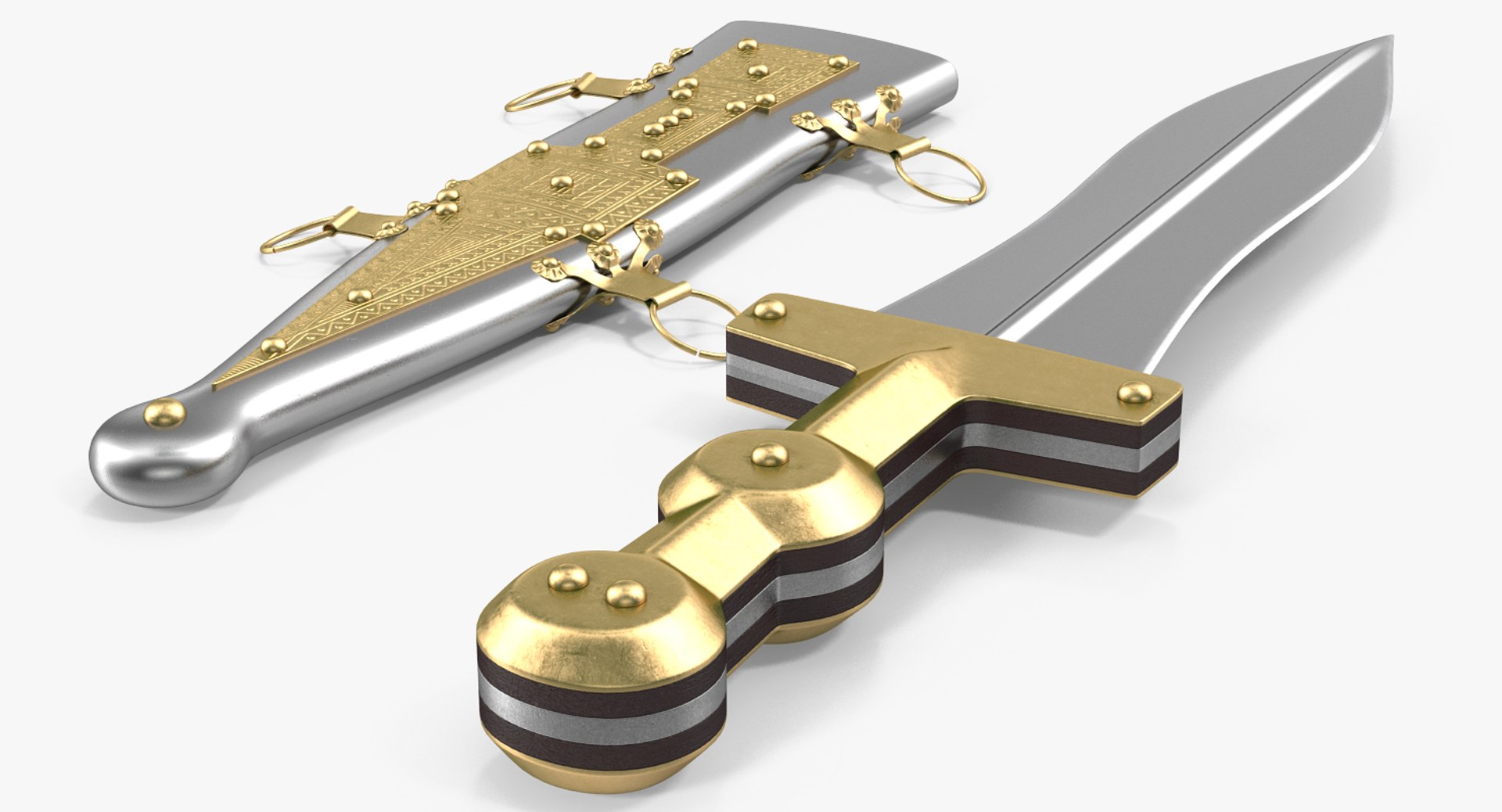 roman pugio dagger sheath 3d model