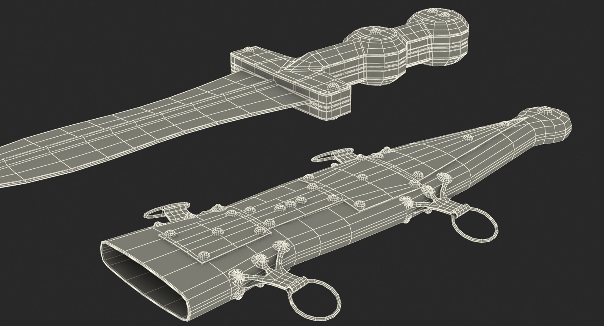 roman pugio dagger sheath 3d model