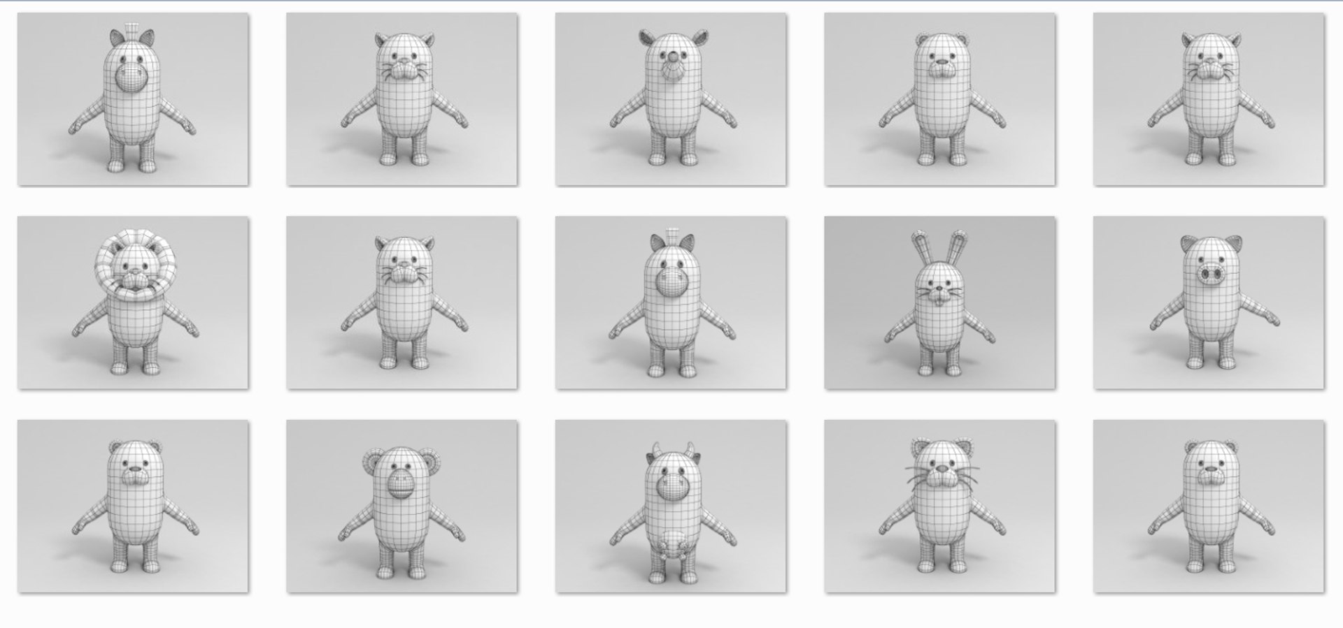 Cartoon animal pack rigged model - TurboSquid 1259993