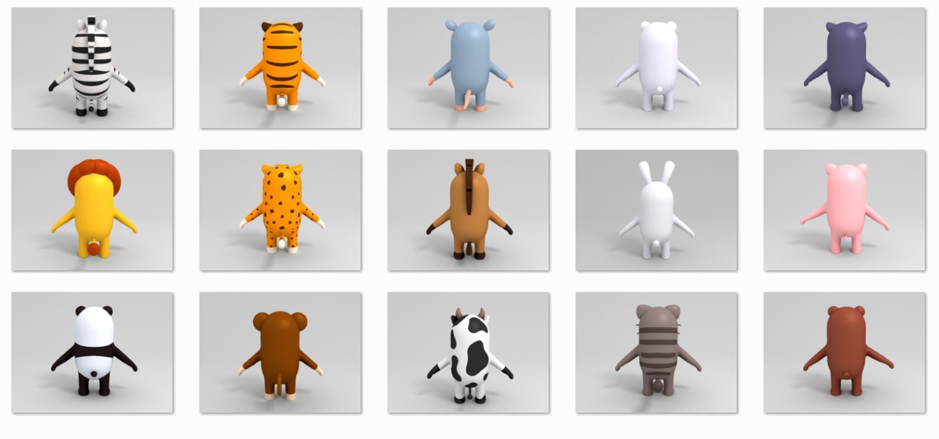 Cartoon animal pack rigged model - TurboSquid 1259993