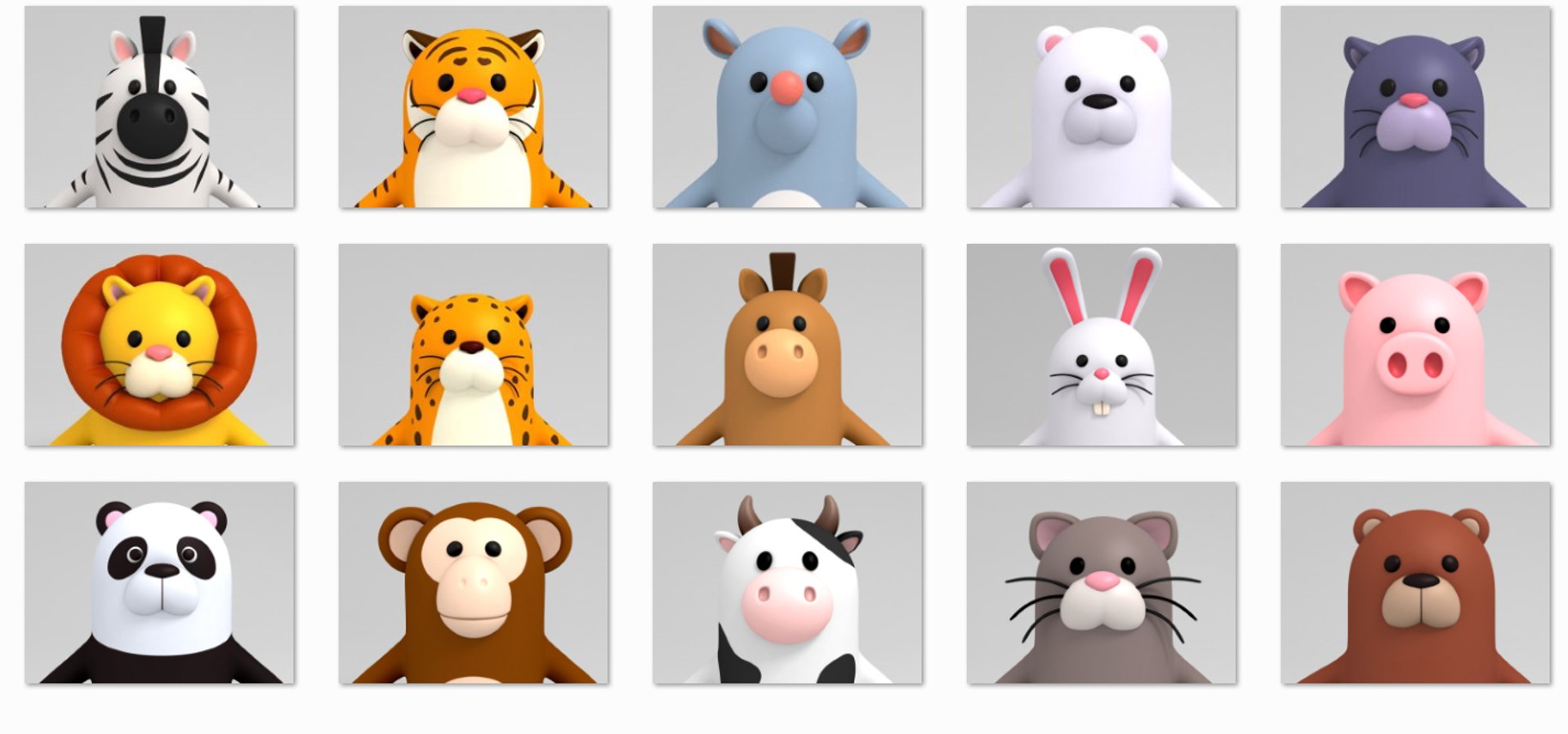 Cartoon animal pack rigged model - TurboSquid 1259993