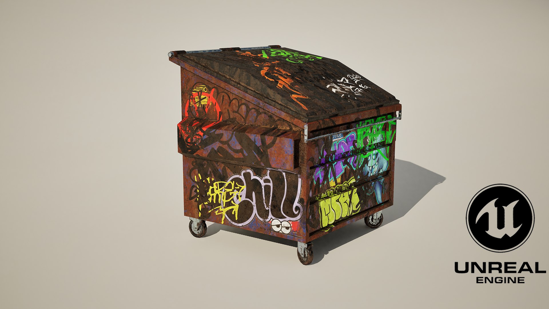 3D Blue Dumpster 2yard Graffiti-Rusty - TurboSquid 2163216