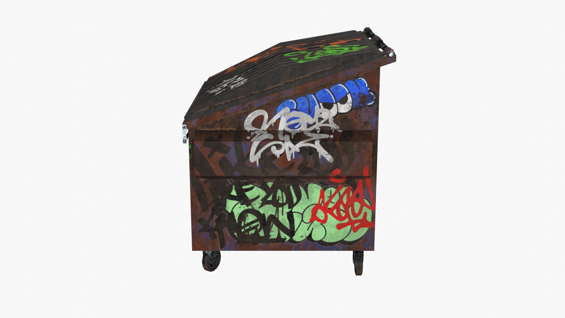 3D Blue Dumpster 2yard Graffiti-Rusty - TurboSquid 2163216
