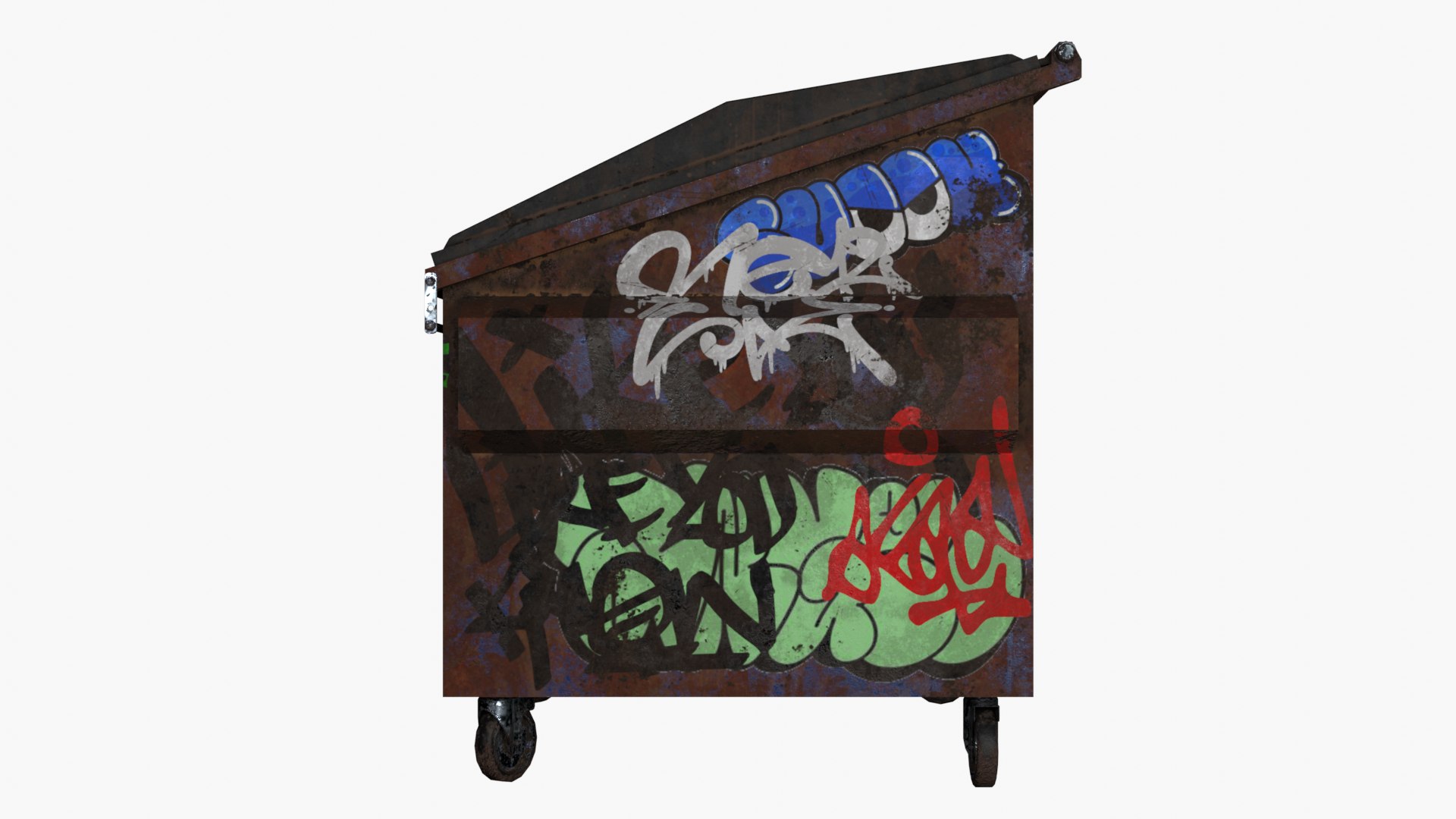 3D Blue Dumpster 2yard Graffiti-Rusty - TurboSquid 2163216