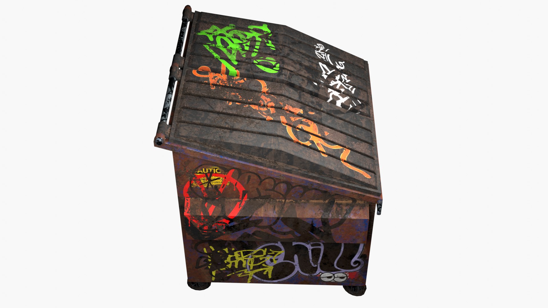 3D Blue Dumpster 2yard Graffiti-Rusty - TurboSquid 2163216