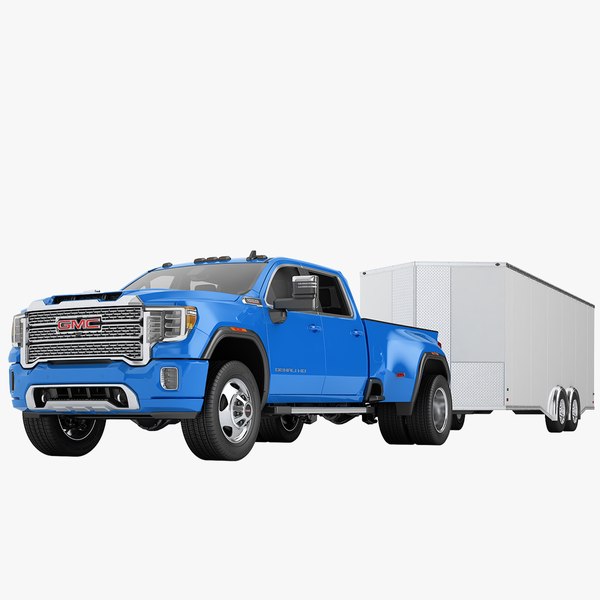 modelo 3d Remolque transportador de autos GMC SIERRA HD DENALI 2020 03 ...