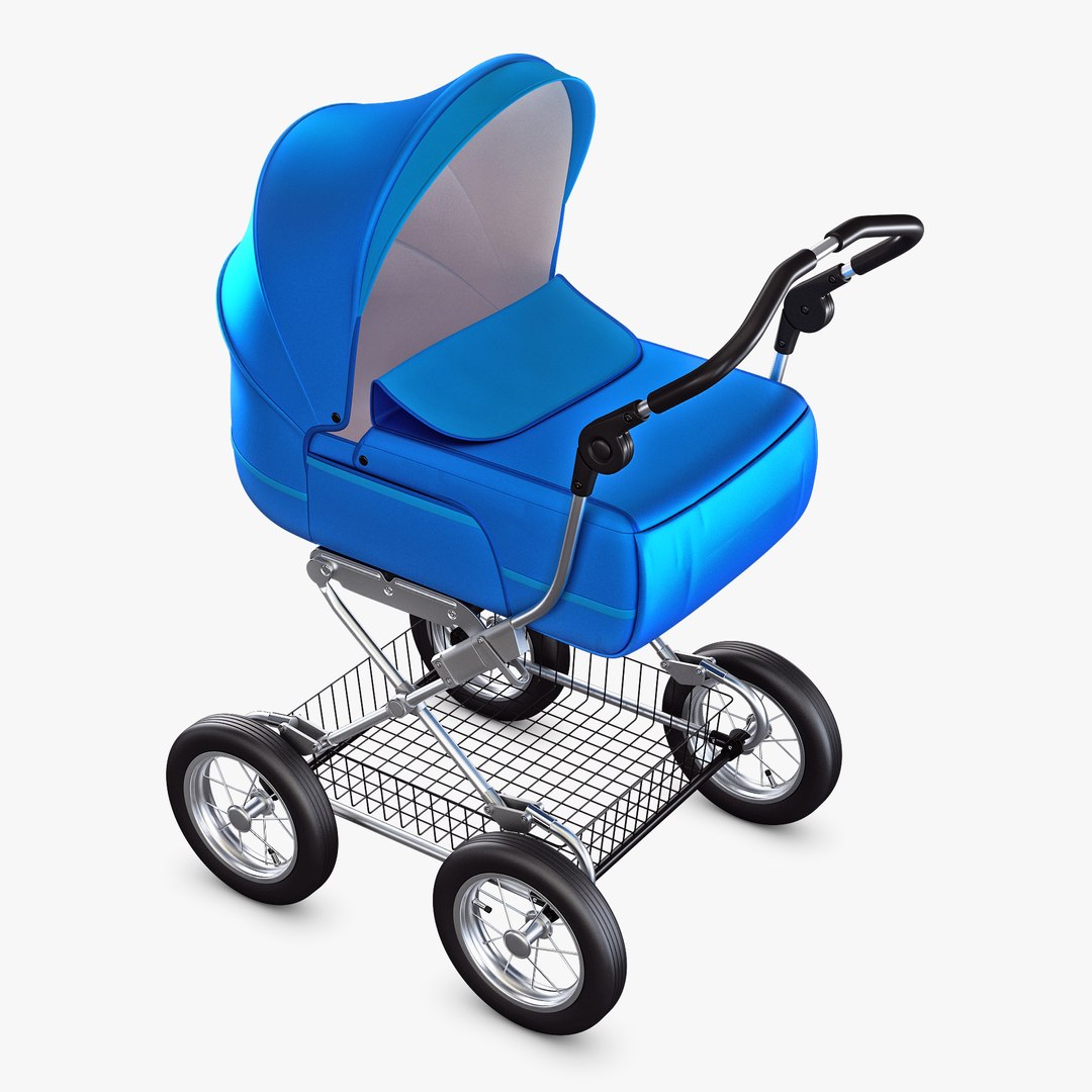 Baby Stroller Blue V 1 3D Model - TurboSquid 1829698