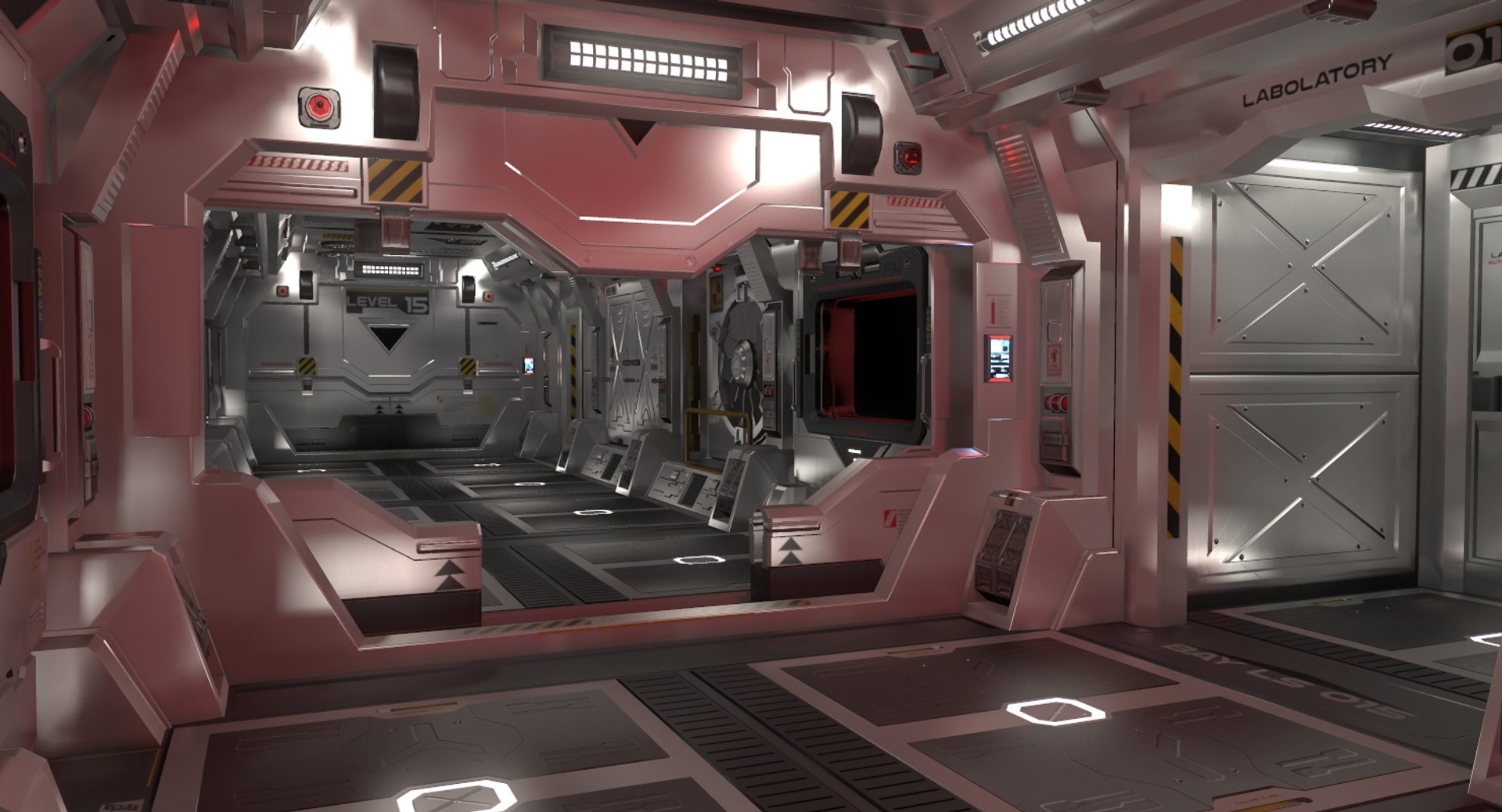 Set Sci-fi Spaceship Building Interiors 3d Fbx