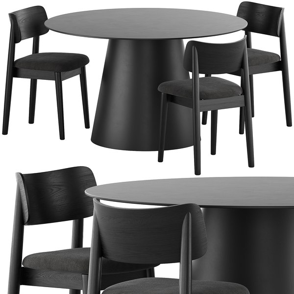 Modelo 3d Mesa De Comedor Circula Y Silla De Comedor Lalia Turbosquid