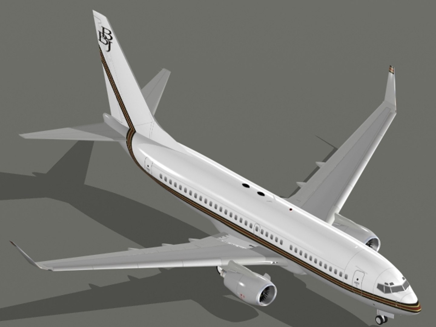 3ds max bbj airplane jet b