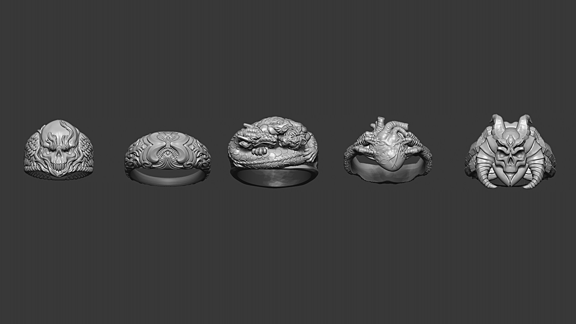 Dark Fantasy Ring Sculpt Pack 3D - TurboSquid 2512757