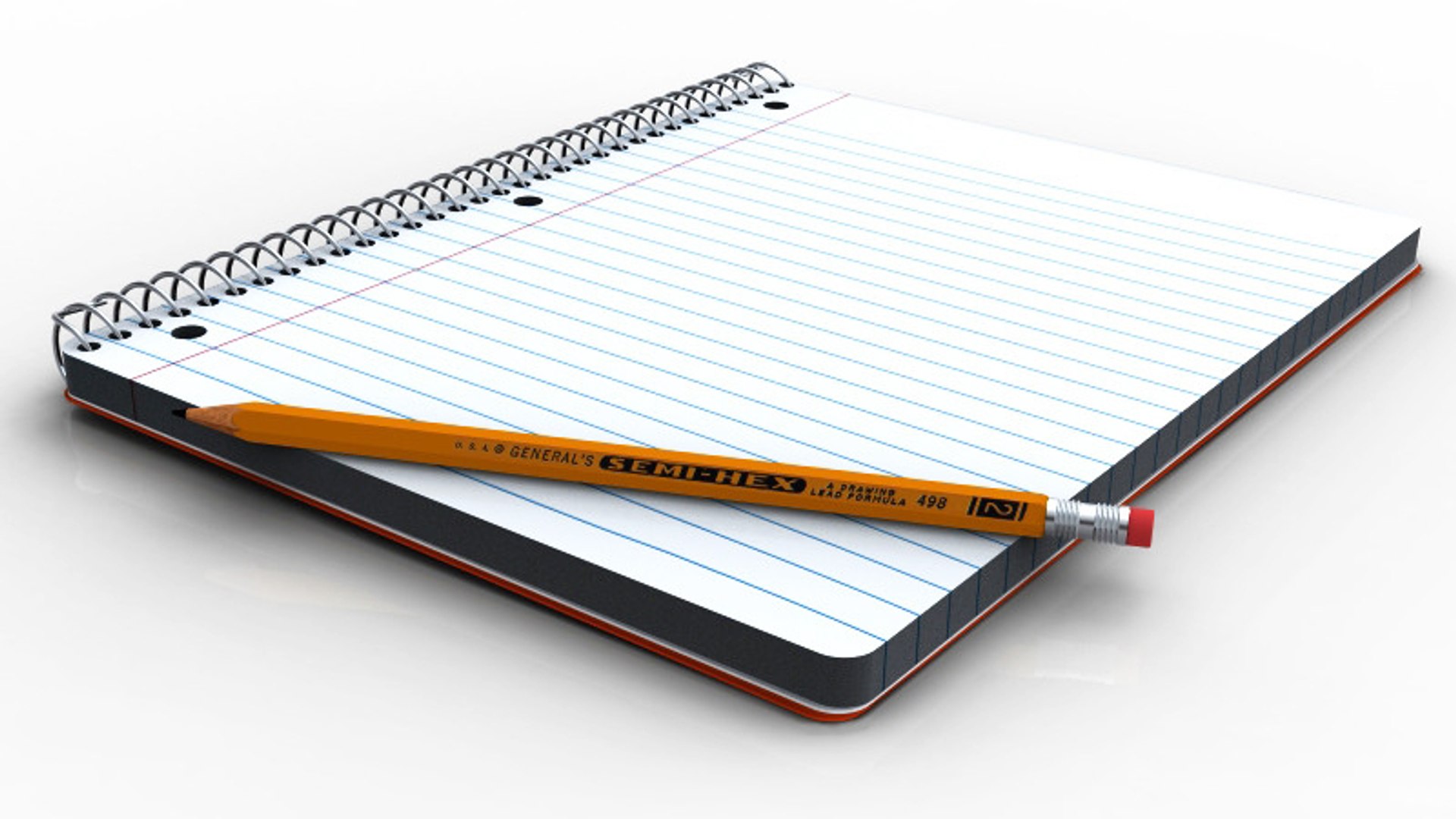 3d School Spiral Notebook Pencil