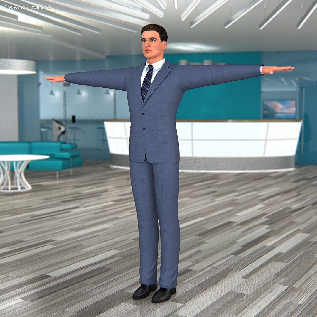 3D Man Business Suit T-pose - TurboSquid 1518255