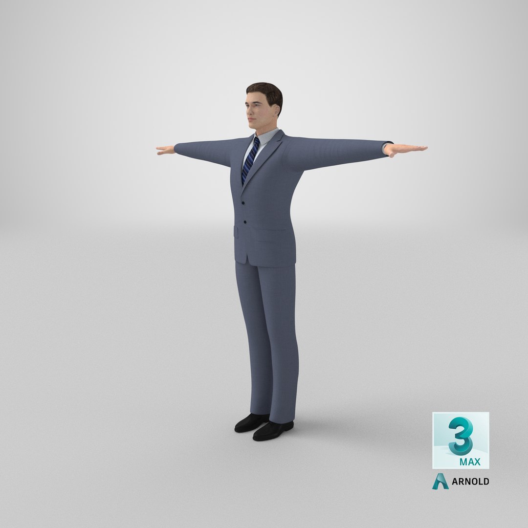3D man business suit t-pose - TurboSquid 1518255