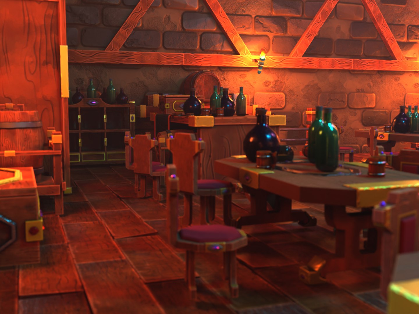 Medieval Bar Interior Kit Model - TurboSquid 1895472