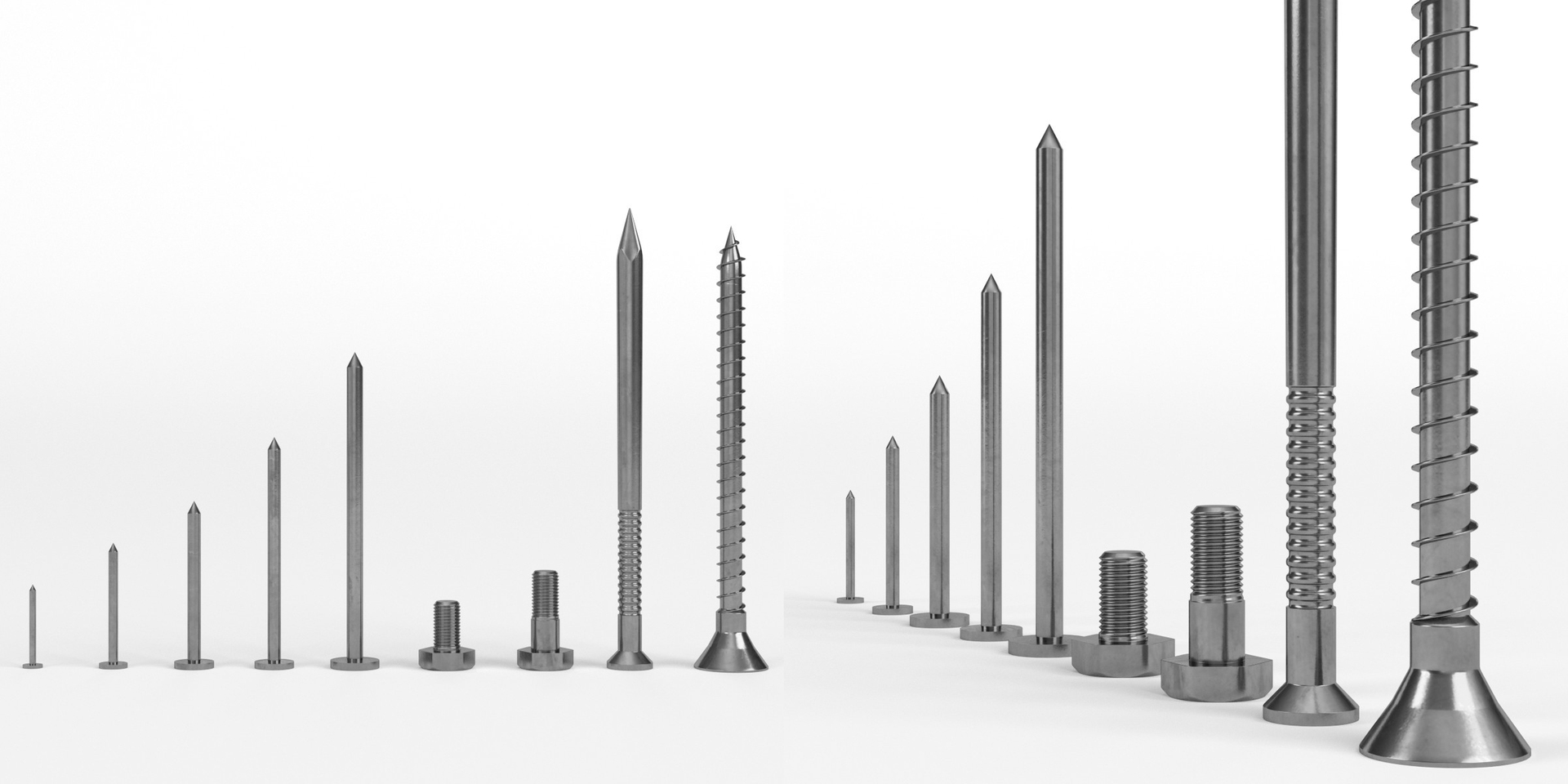 3d iron nail screws set model