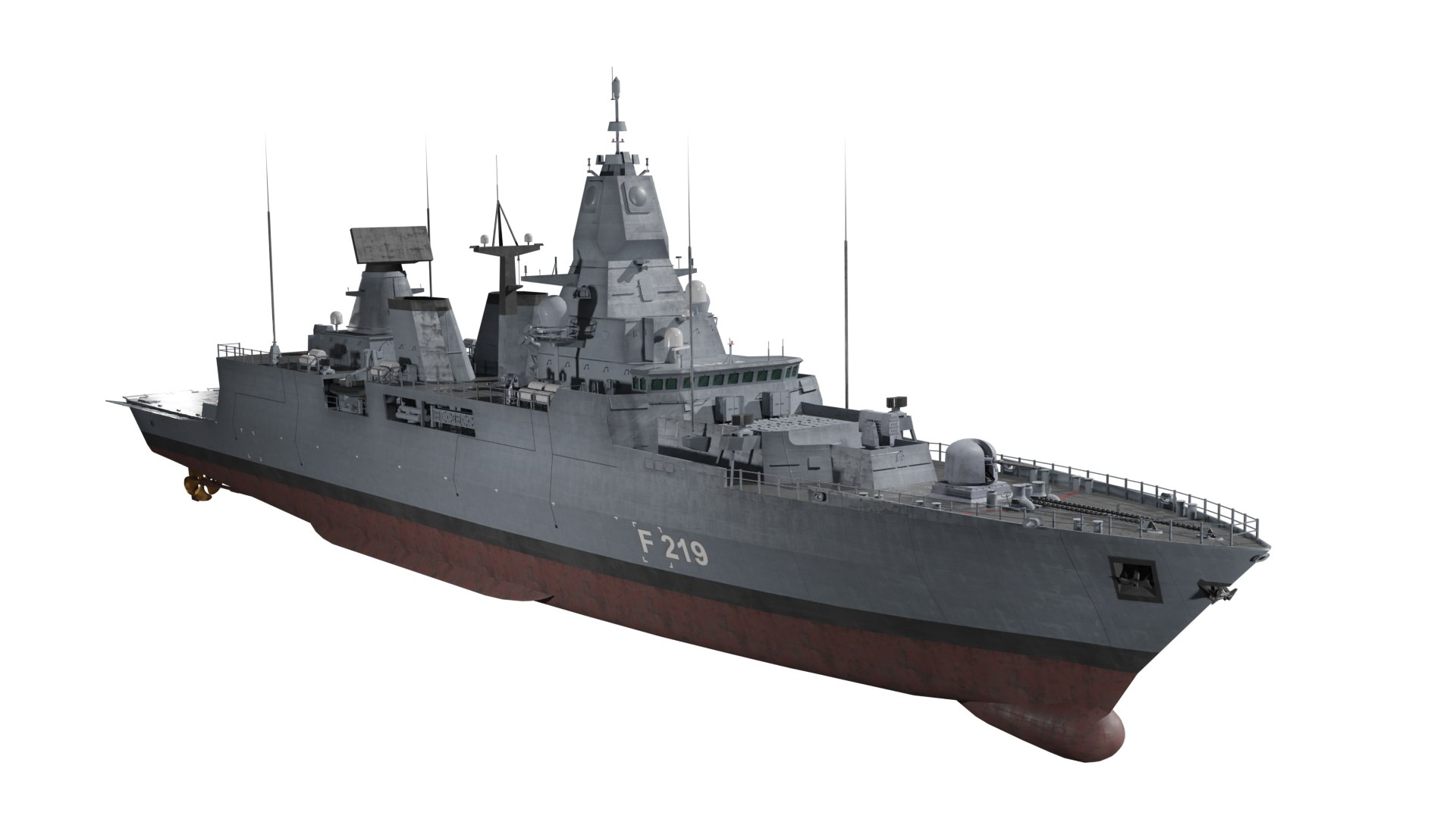 3D F124 Sachsen Class Frigate Game Ready - TurboSquid 2281477