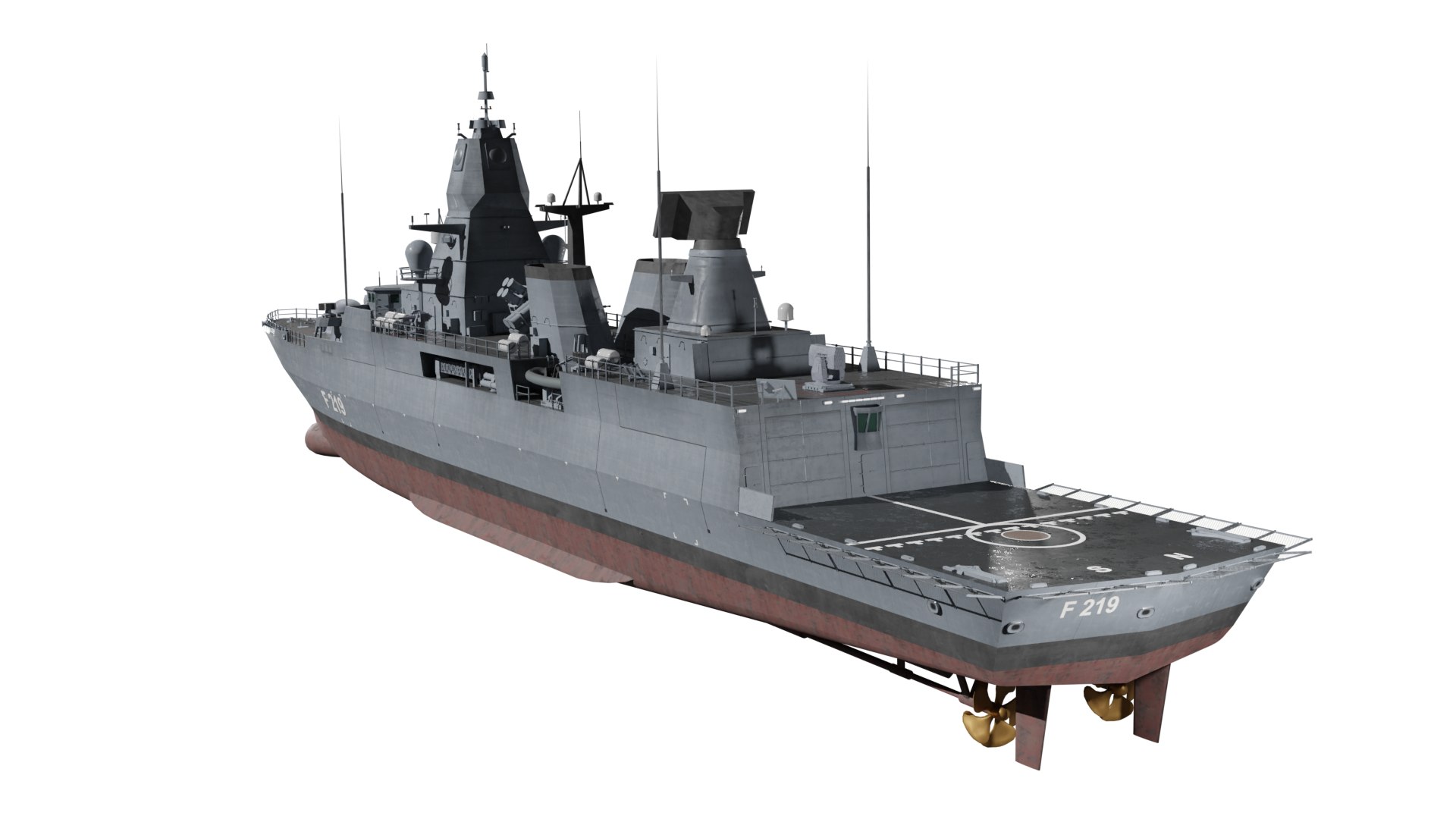 3D F124 Sachsen Class Frigate Game Ready - TurboSquid 2281477
